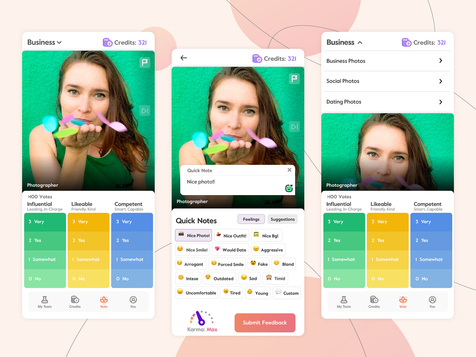 Photofeeler "Voting" Screens by Alexander Mark on Dribbble