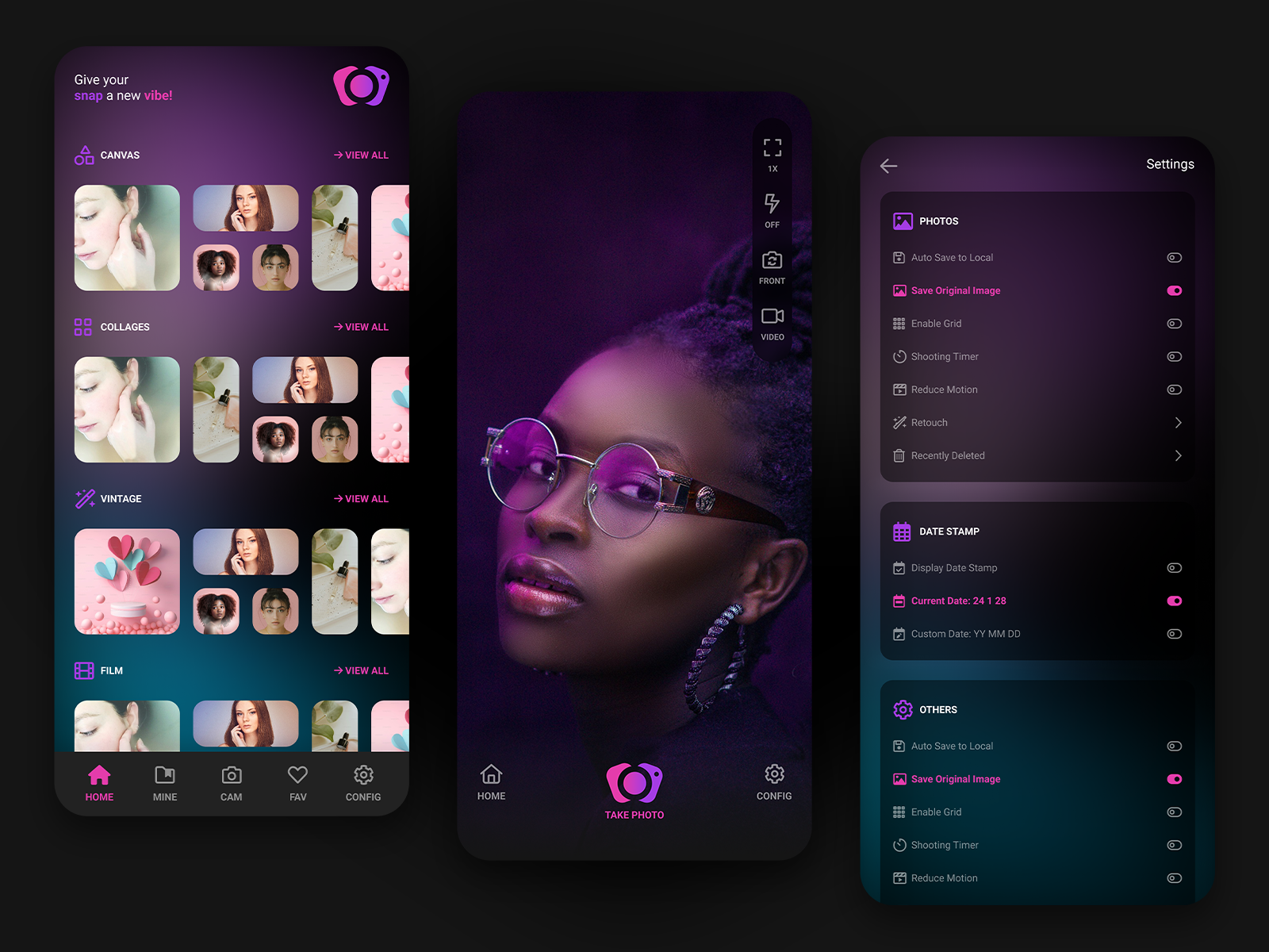 Camera & Photo Editing App UI by Shoaib Ahmed on Dribbble