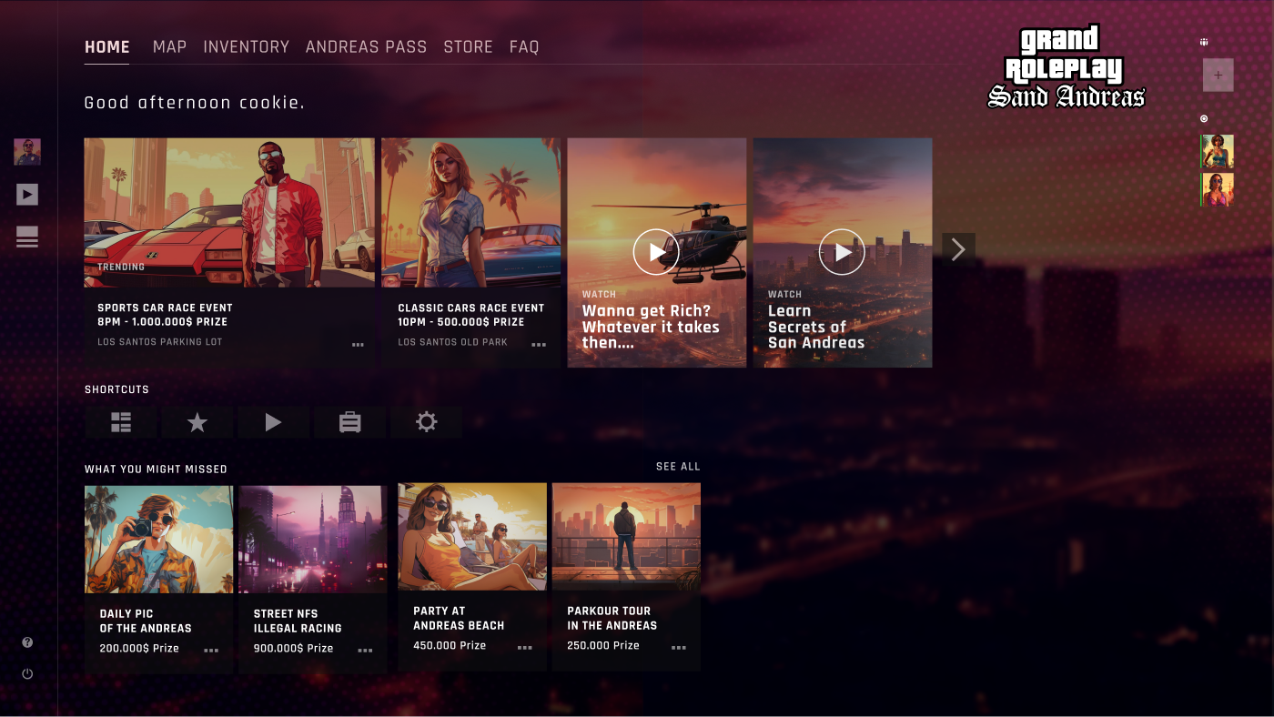 Grand RP Sand Andreas Fivem GTA 5 RP UI by Ariyan Rezvani on Dribbble