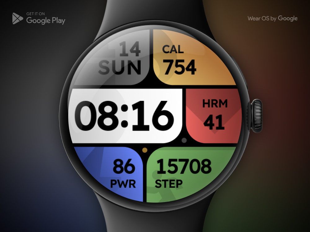 Colorful blocks Watch Face, WearOS by Kinjo Yang on Dribbble
