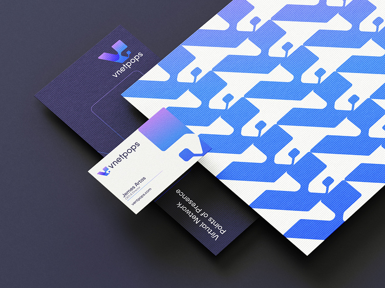 Modern V logo Vnetpops - Branding Identity for Virtual Network by MA ...
