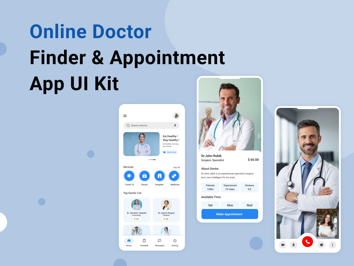 Online Doctor Finder & Appointment App UI Kit by Ayushi Radadiya on Dribbble