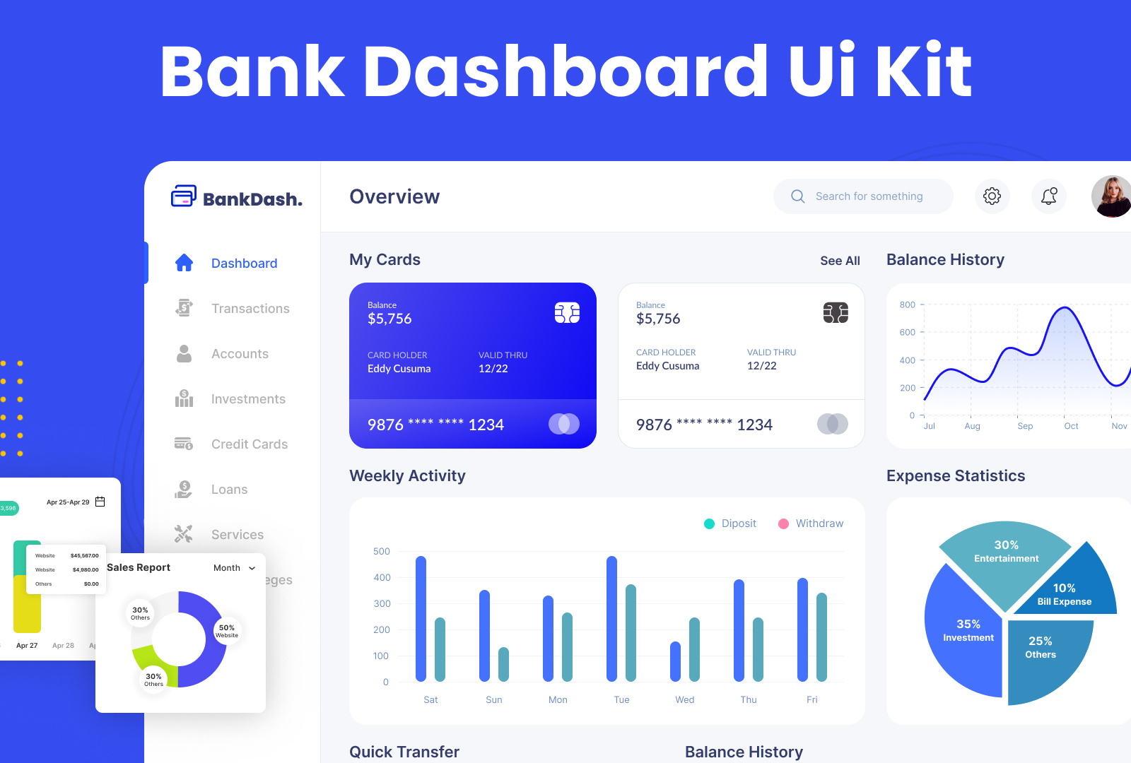 Bank Dashboard Ui Kit by Ayushi Radadiya on Dribbble