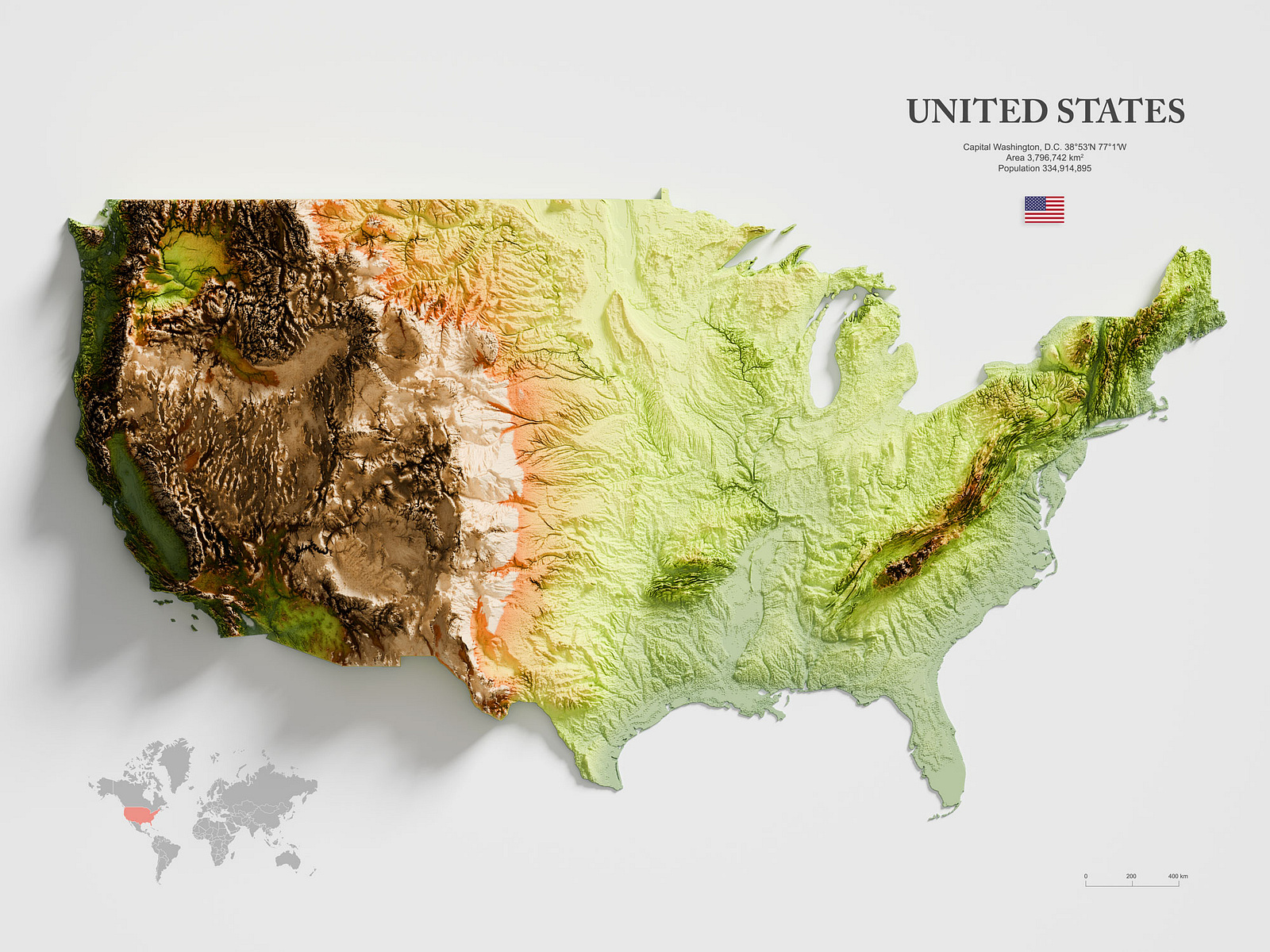 3D Relief Map - USA by Michael Tzscheppan on Dribbble