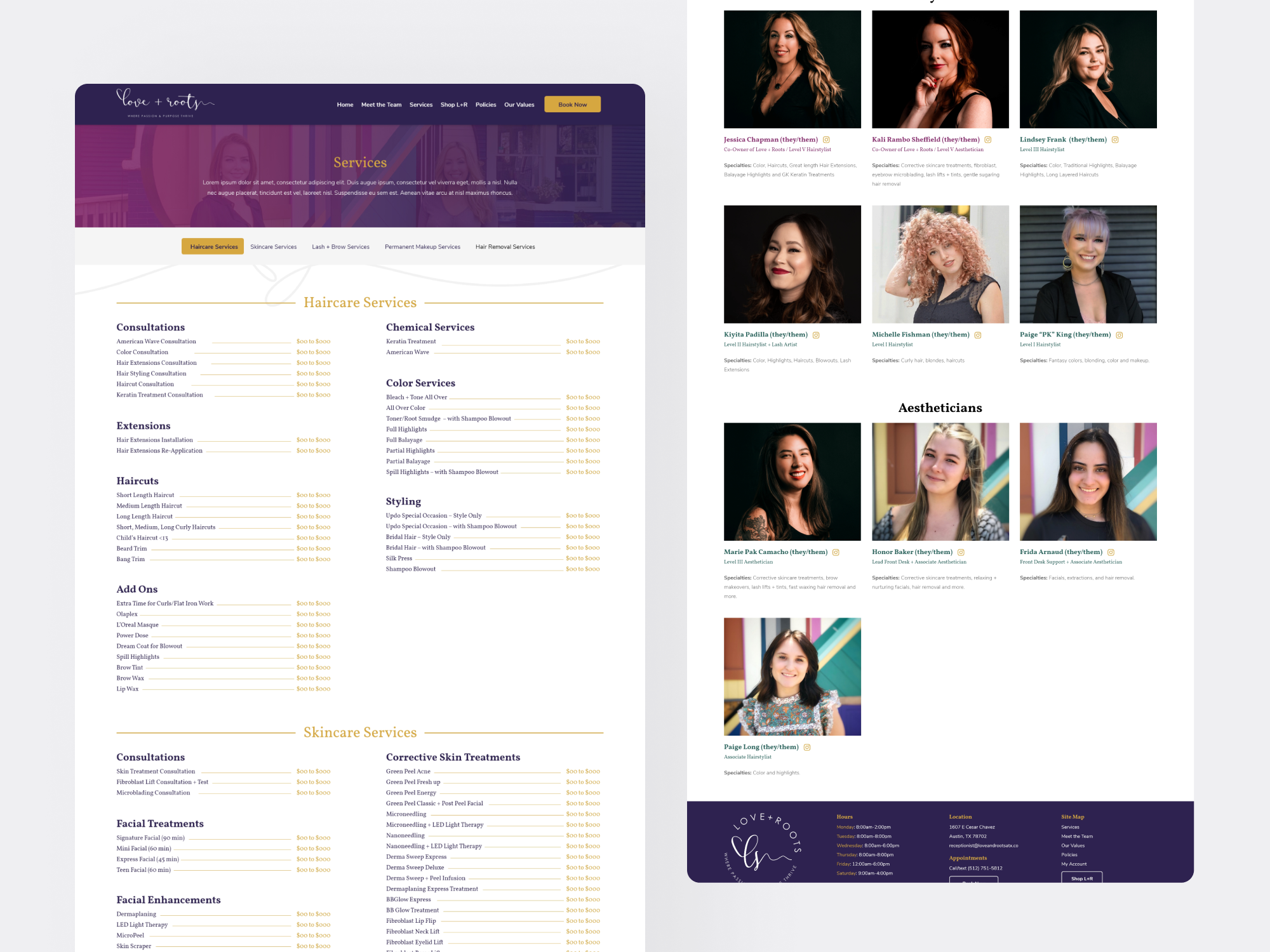 Love + Roots: Beauty Salon Website by Stefanie Torossian on Dribbble
