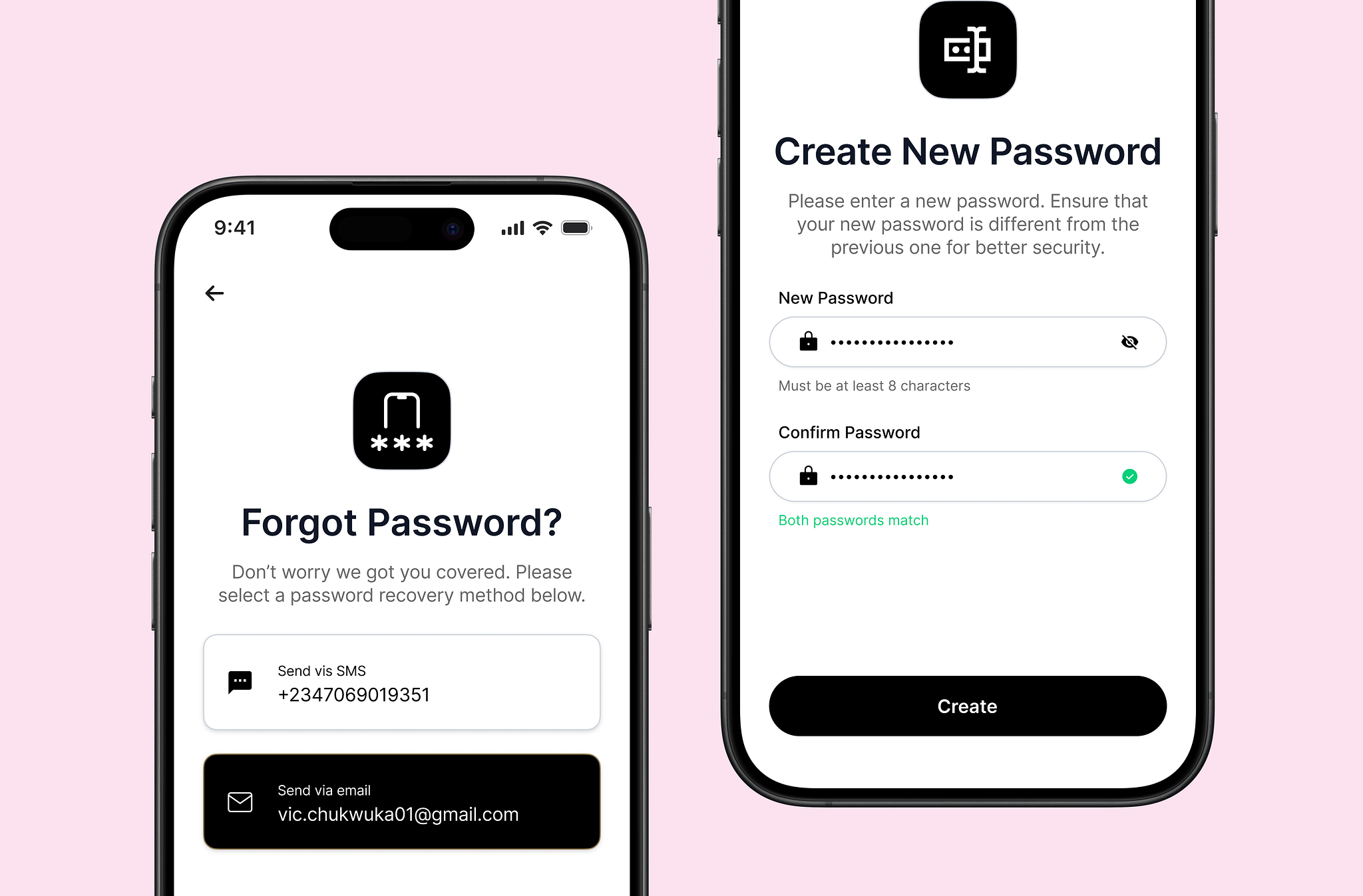 Password Recovery flow for a crypto trading app by Vic Chukwuka on Dribbble