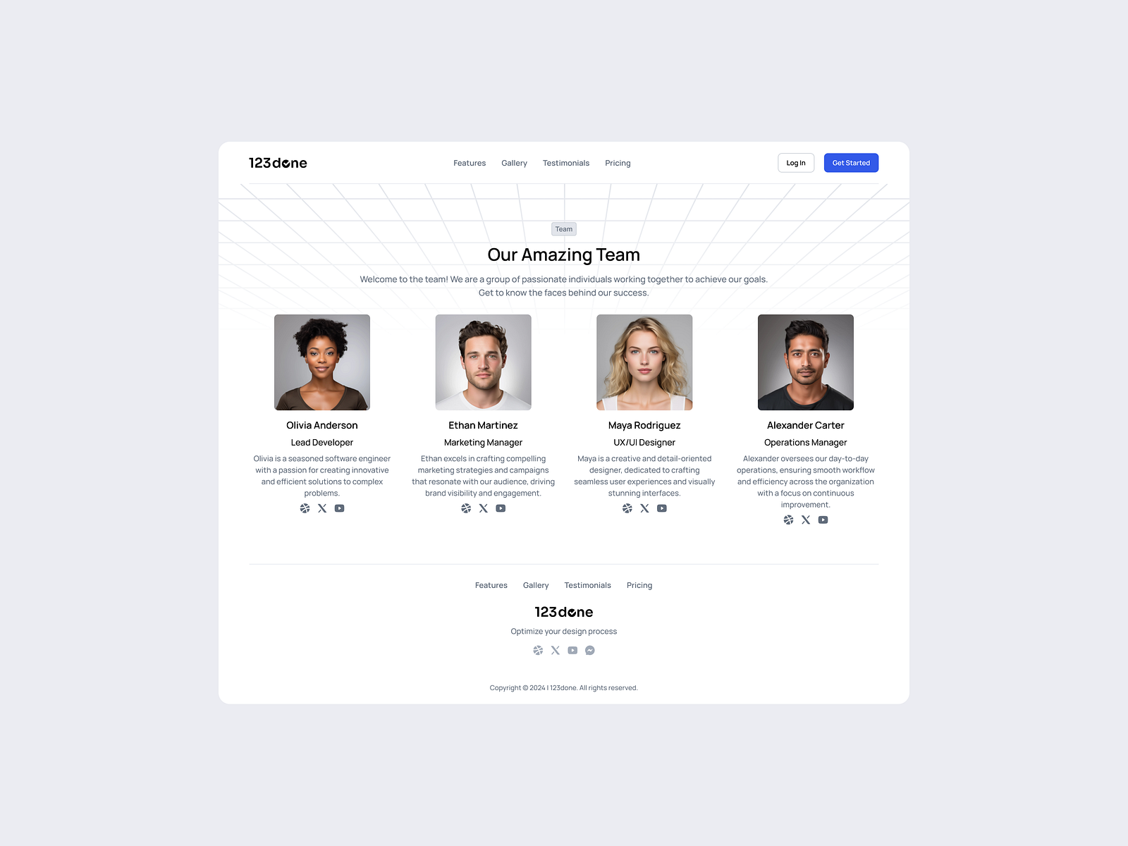 Team Page by Dima Groshev | 123done on Dribbble