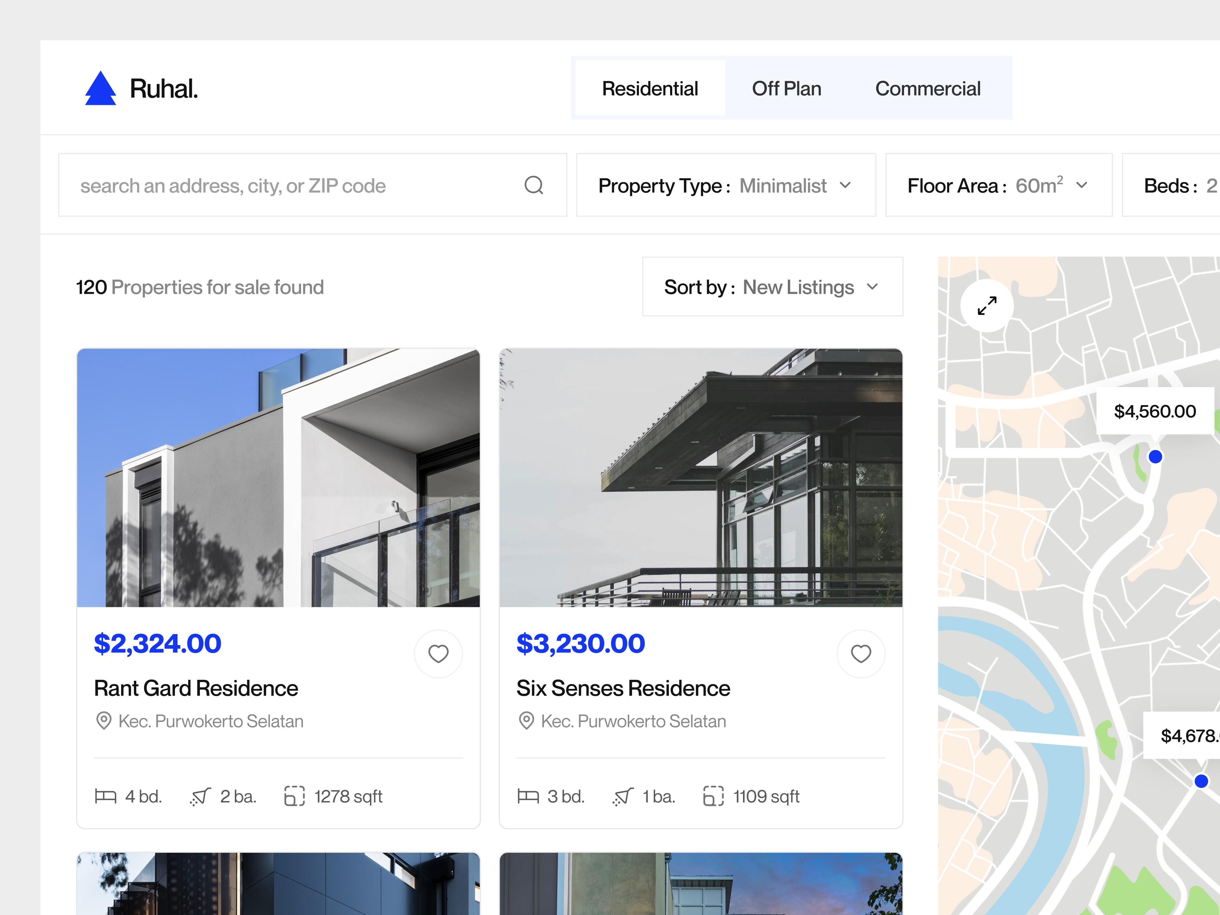 Ruhal. - Real Estate [Search Page] by Kensae UI on Dribbble