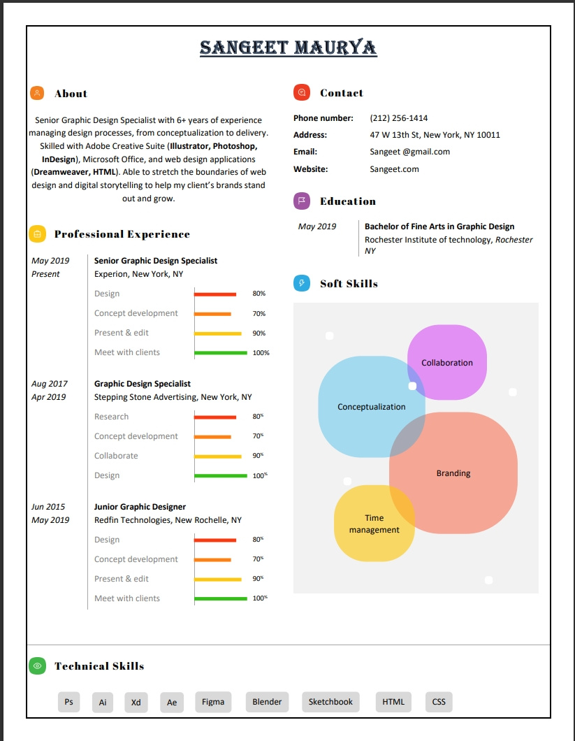 Rainbow CV Design by Ekta Yadav on Dribbble