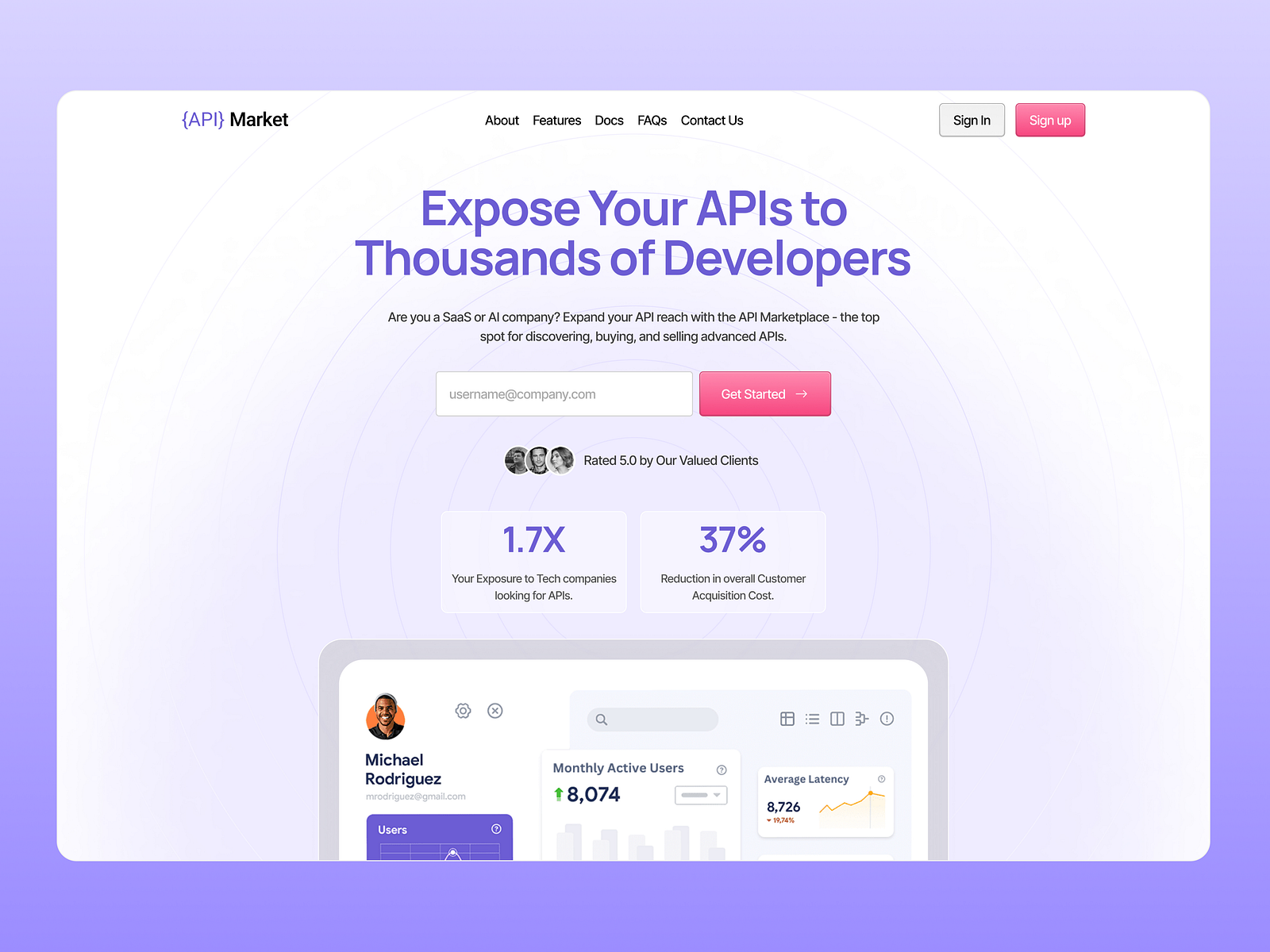Landing Page Design Api Market By Zenon Angelo On Dribbble