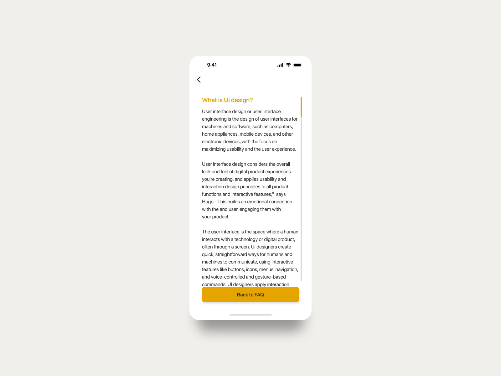Expanded view of an FAQ card ui by Kiko Pastor on Dribbble