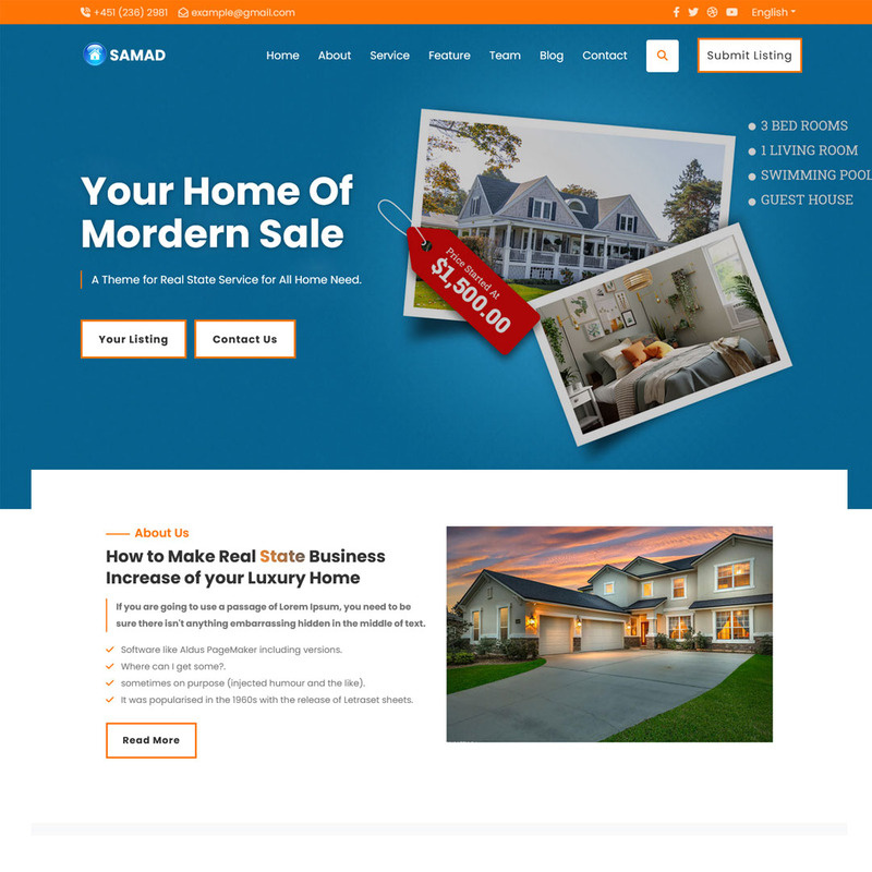 Samad - Real Estate Multipage Bootstrap Website Template by Themes ...