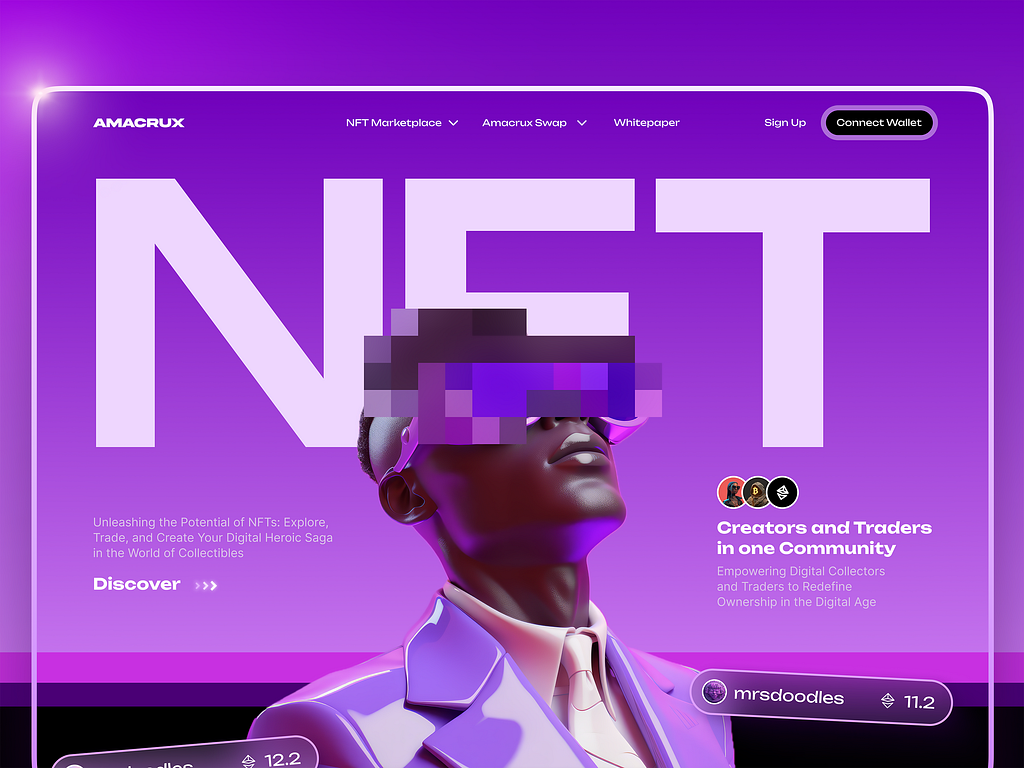 NFT Art Hero Header UI by Ivan Kalkaev | Unipaws © on Dribbble