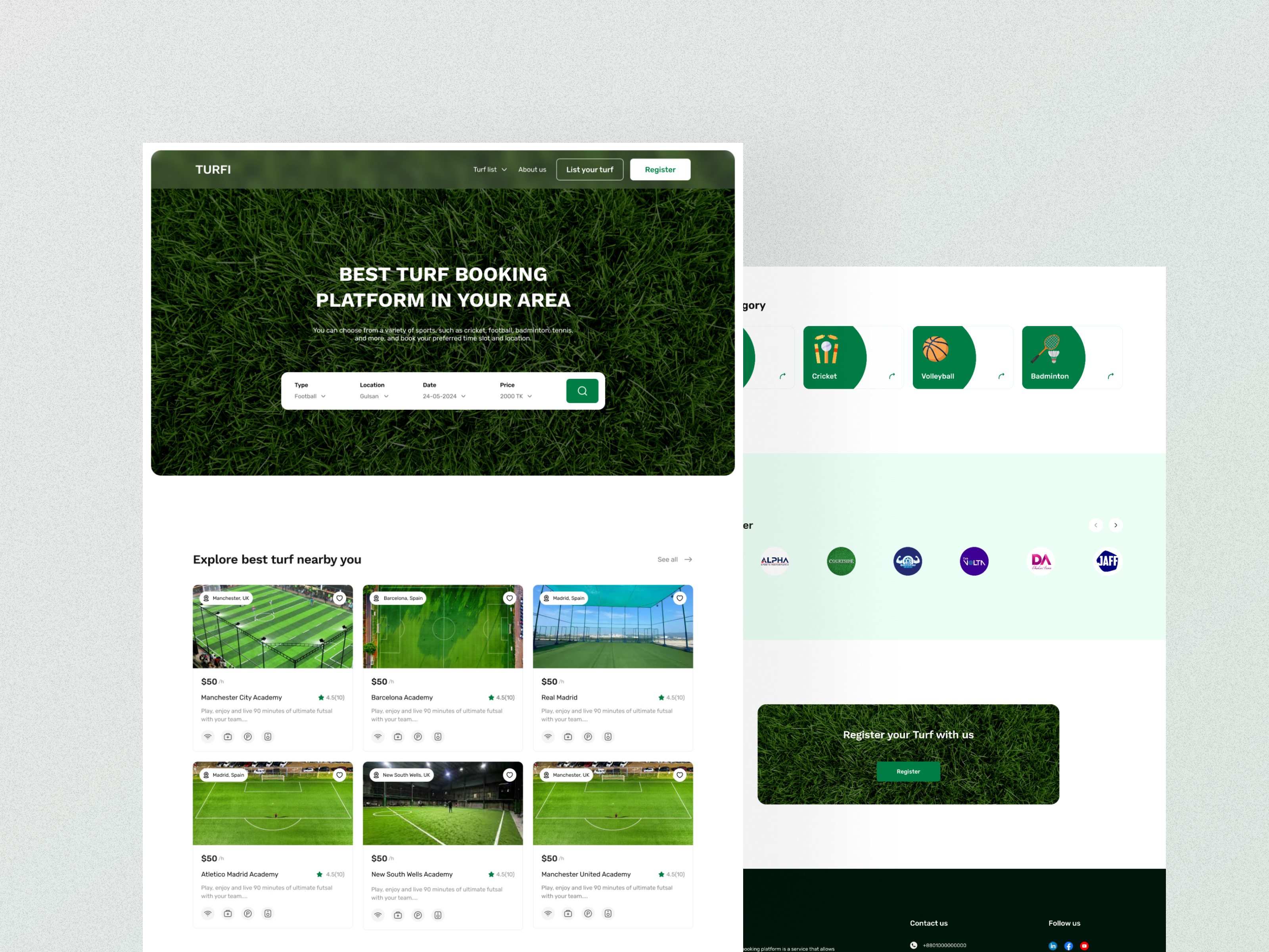 Browse thousands of Turf Booking images for design inspiration | Dribbble