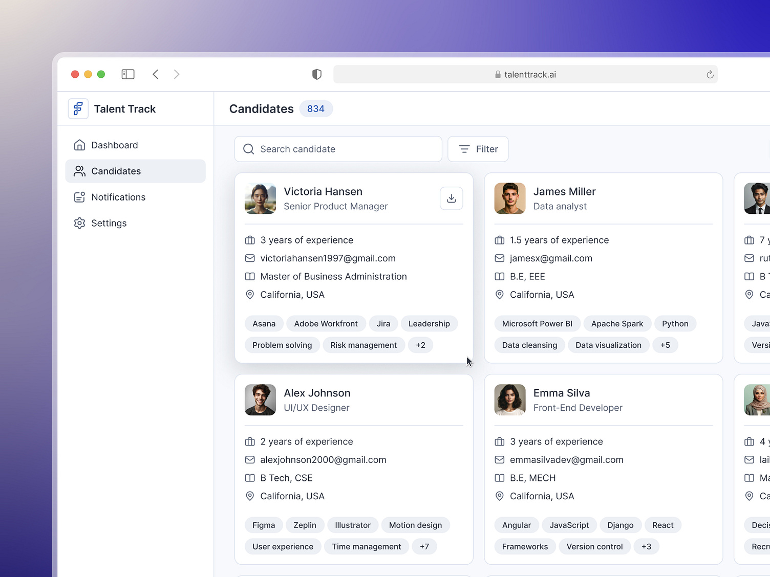 Talent Track - Application tracking system by Vijay K on Dribbble