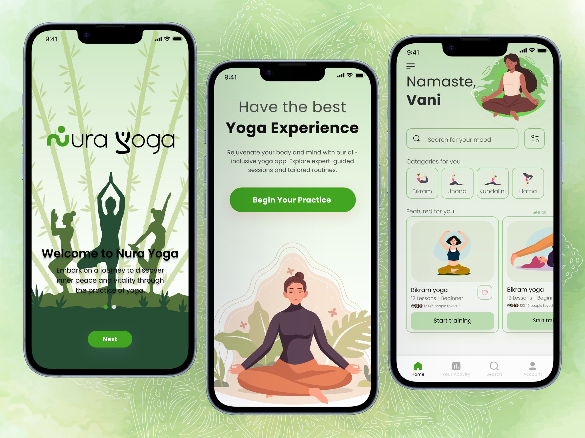 Nura yoga app UI design by BHANU PRATAP SINGH on Dribbble
