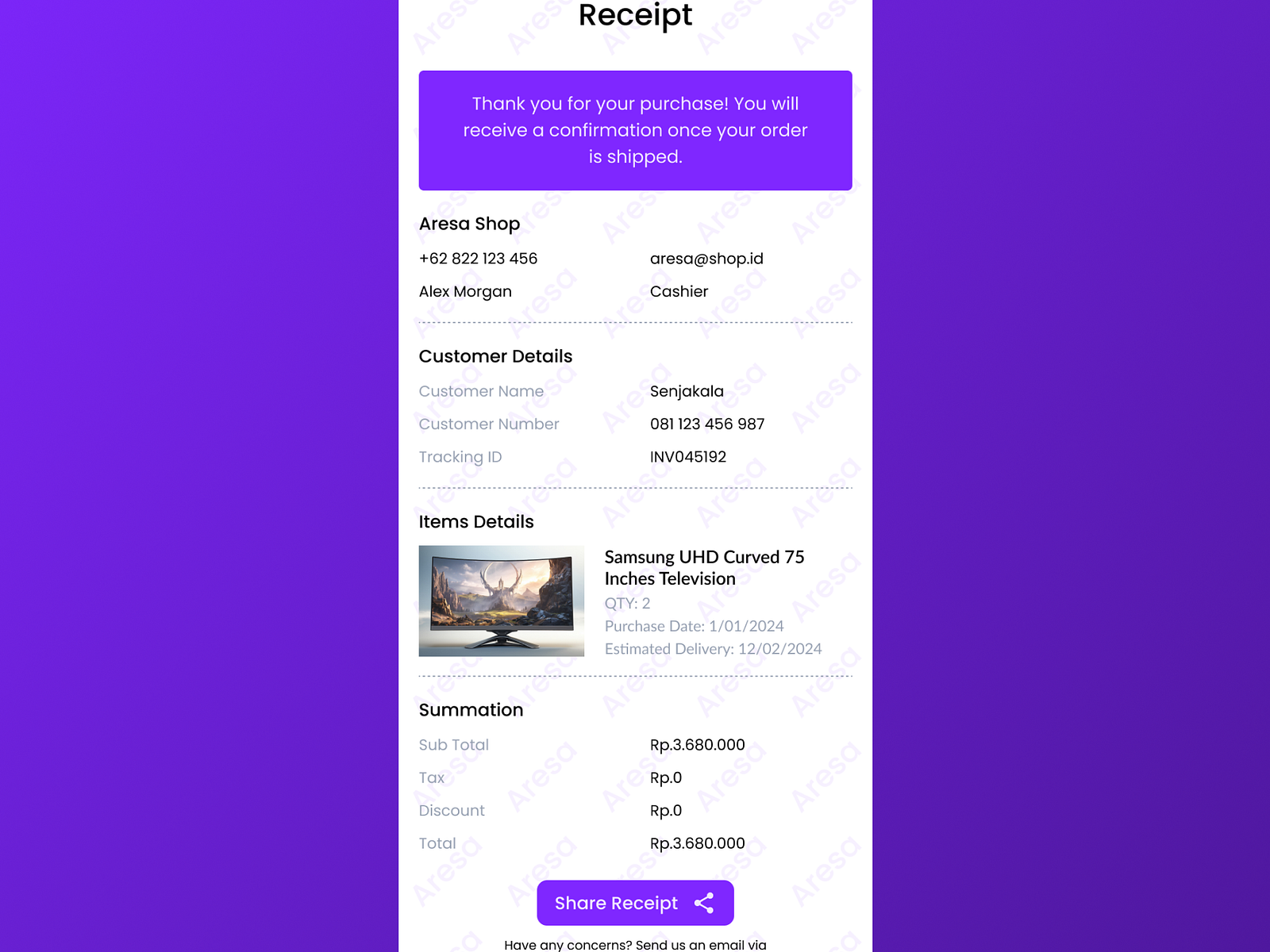 Purchase Receipt by Safki Fajar on Dribbble