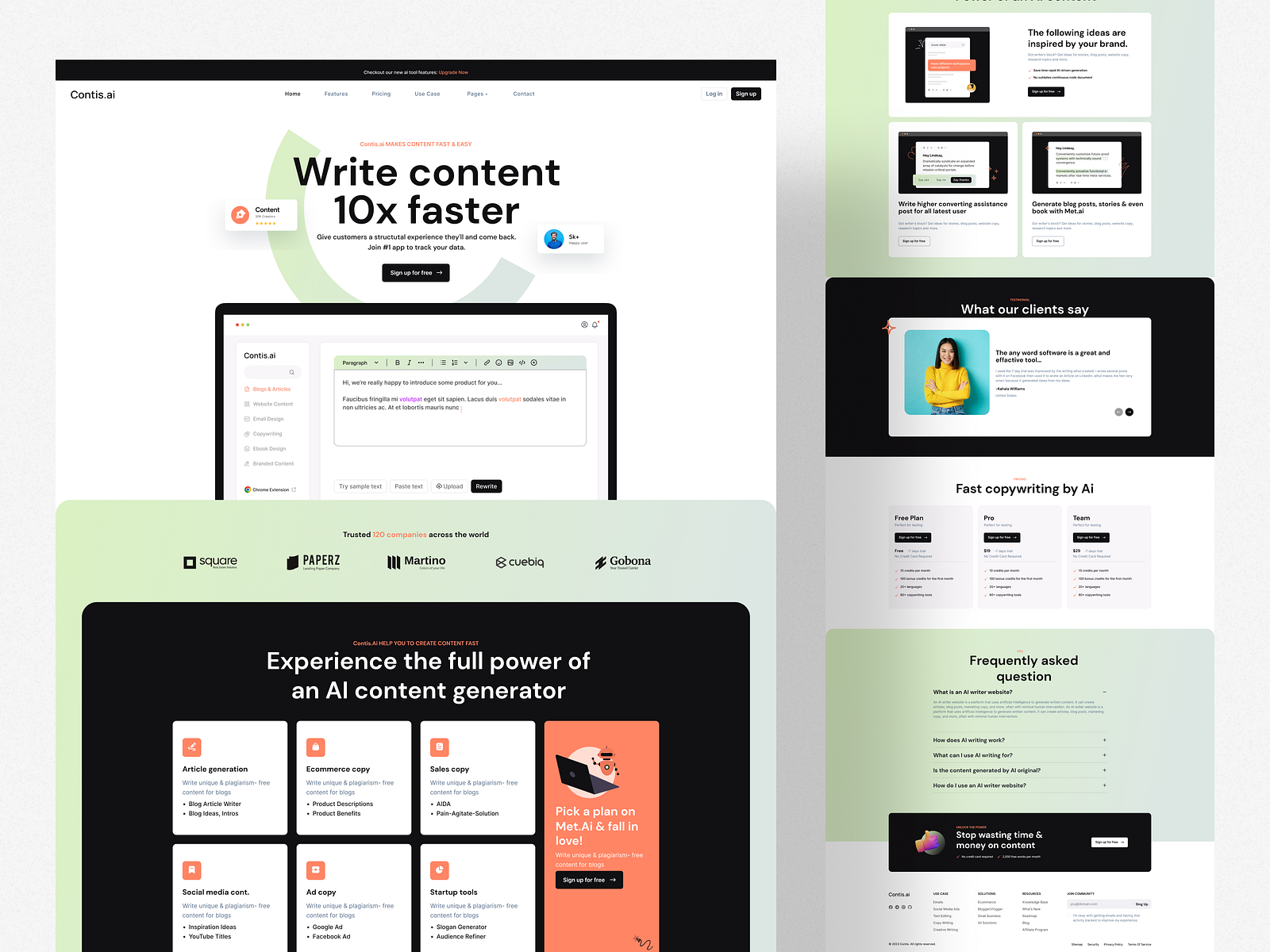 Contis Ai Ai Writer And Copywriting Landing Page By Kais Rayhan On Dribbble