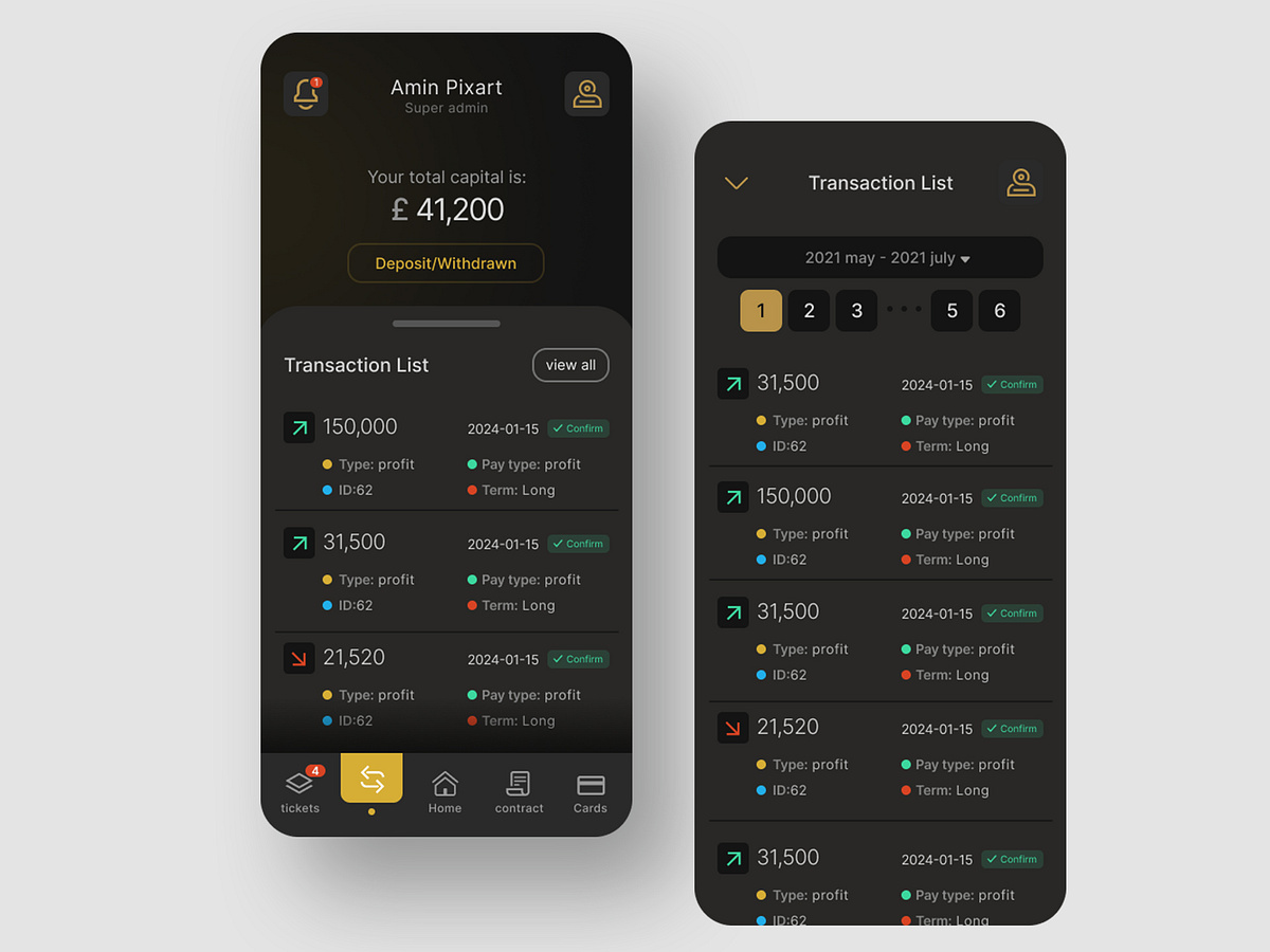 Transaction List Design for Finance App UI. by Amin PixArt on Dribbble