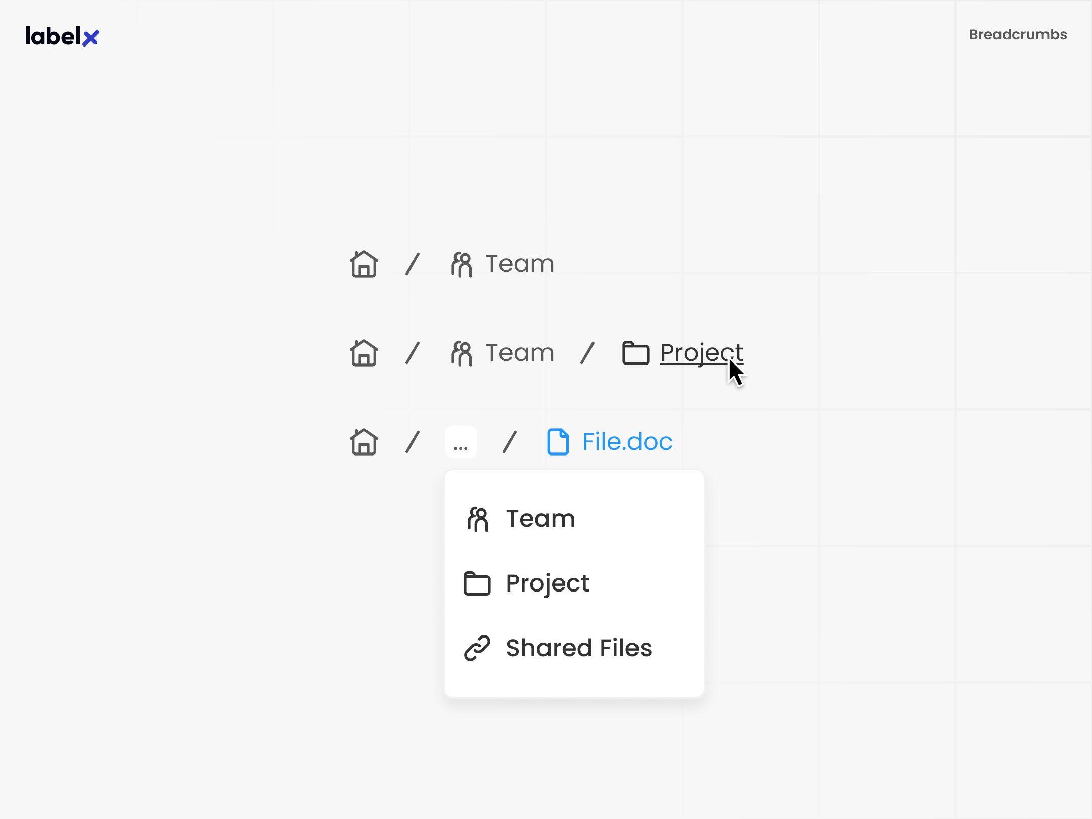 Breadcrumbs UI Component by LabelX on Dribbble