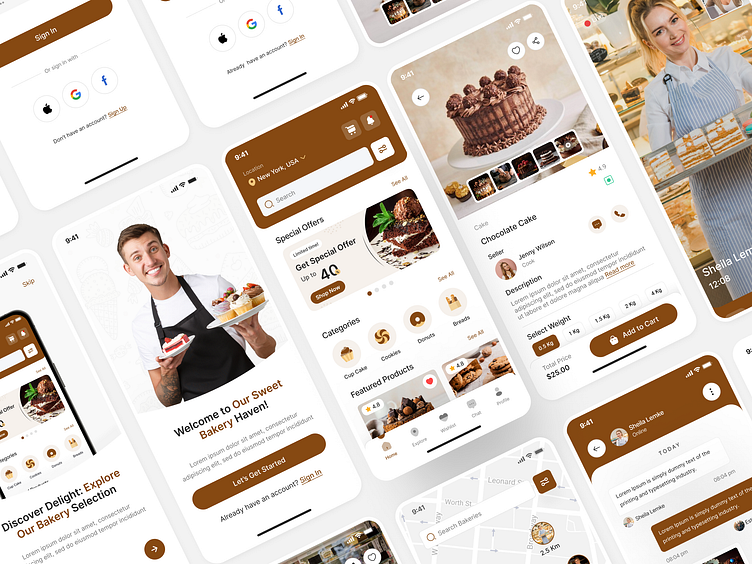 Bakery Shop Mobile App UIUX Design | Figma | App UI Design by ...