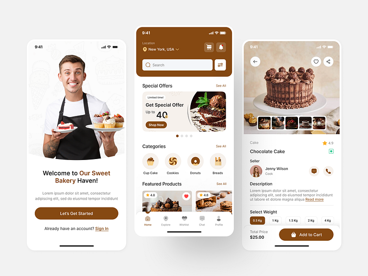 Bakery Shop Mobile App UIUX Design | Figma | App UI Design by Insightlancer on Dribbble