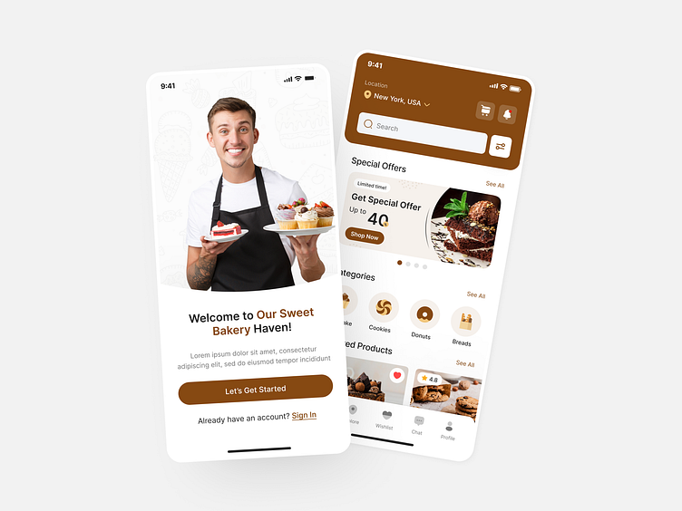 Bakery Shop Mobile App UIUX Design | Figma | App UI Design by ...