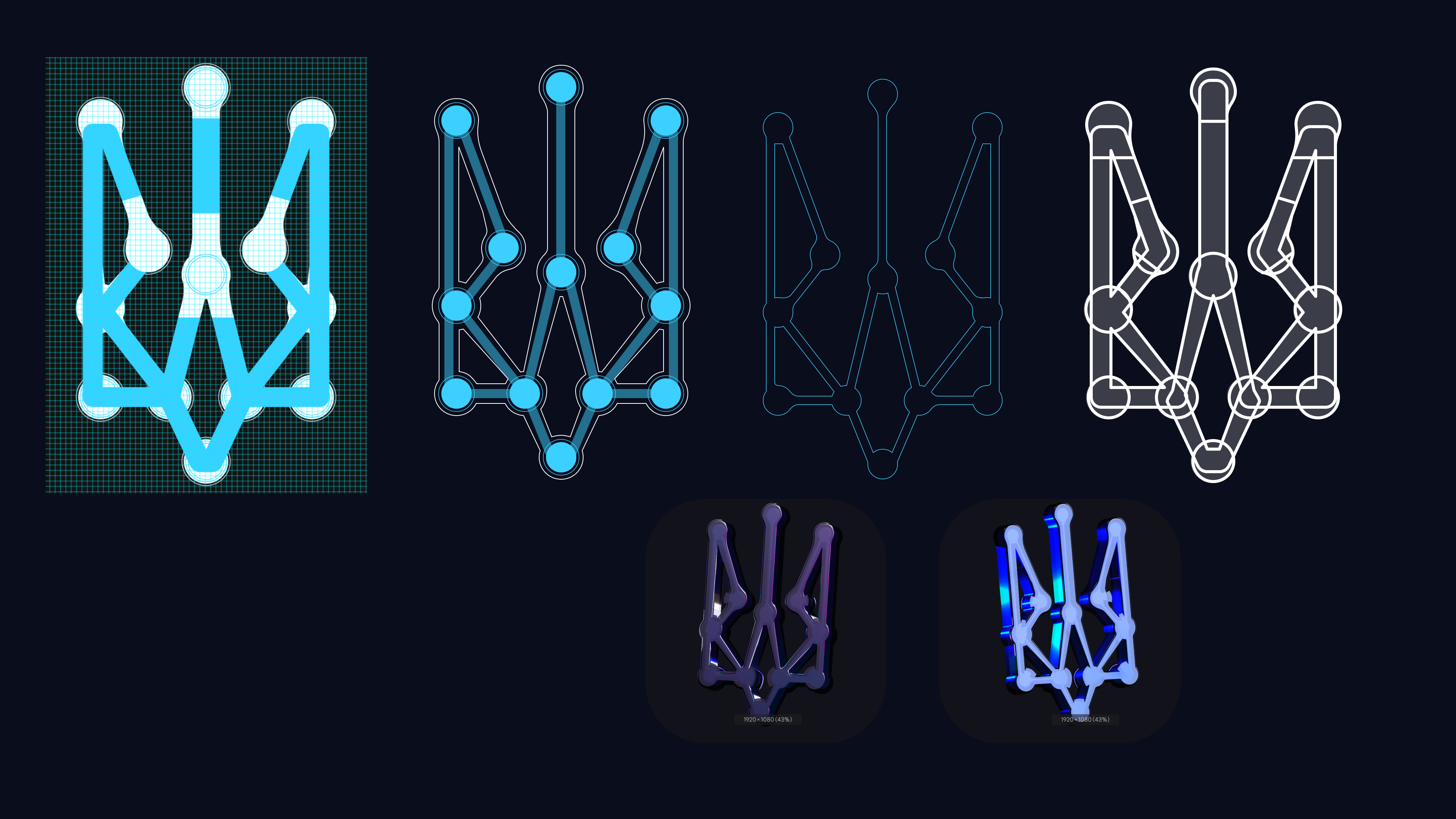 3D animation of a trident logo by Yuriy on Dribbble