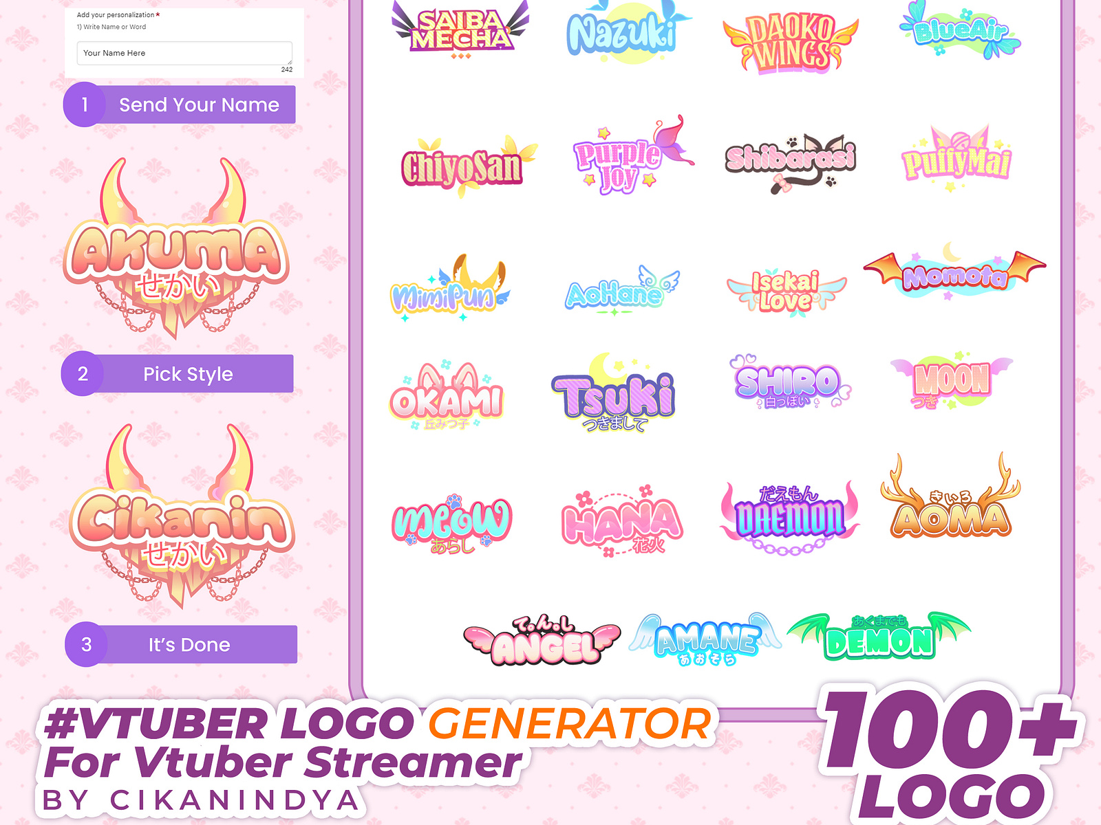Vtuber Logo Generator For Vtuber Streamer by Cika Nindya on Dribbble