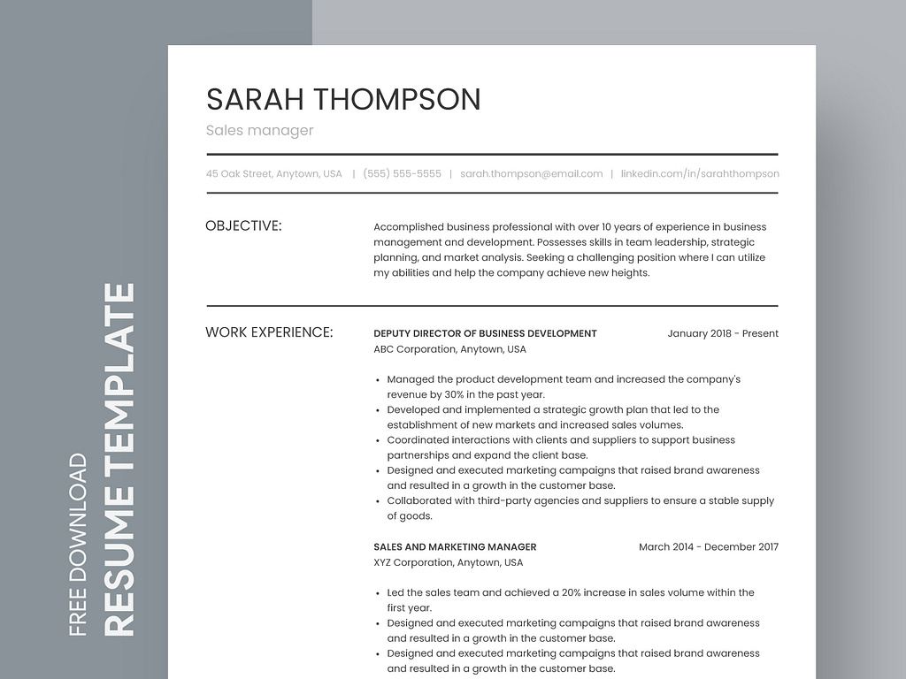 Basic Light Resume by Gdoc on Dribbble