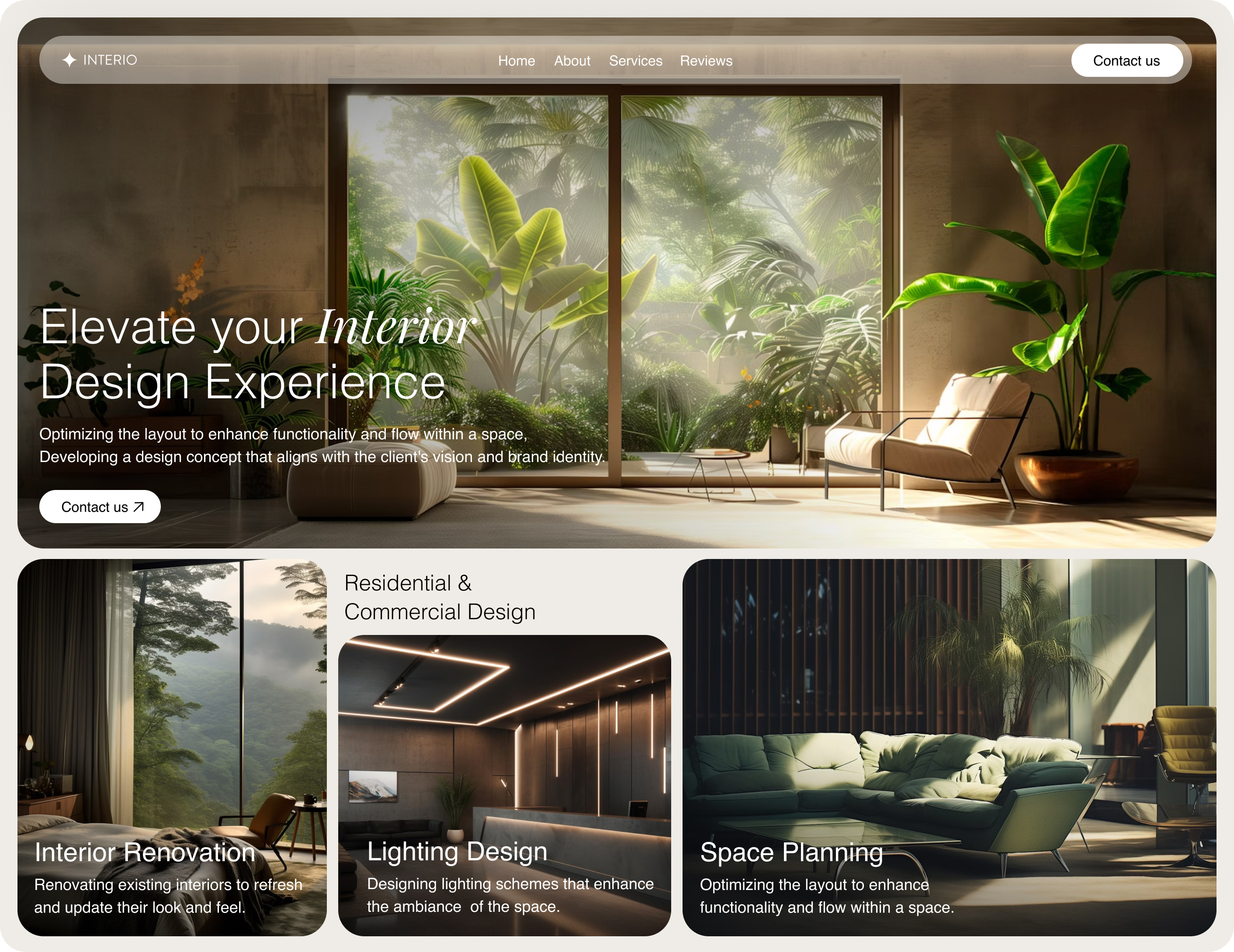 Interio - Interior Design Website Landing Design by Praharsha KV on ...