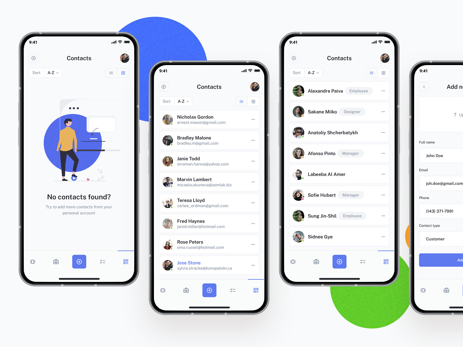 Contacts list screen design by WhiteUI.Store on Dribbble