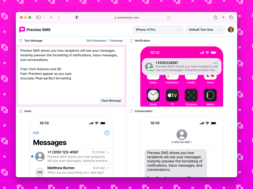Announcing Preview SMS by Max Burnside [Available for projects] on Dribbble