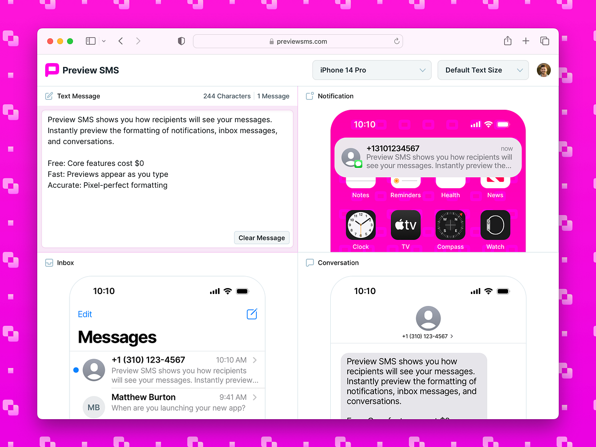 Announcing Preview SMS by Max Burnside [Available for projects] on Dribbble