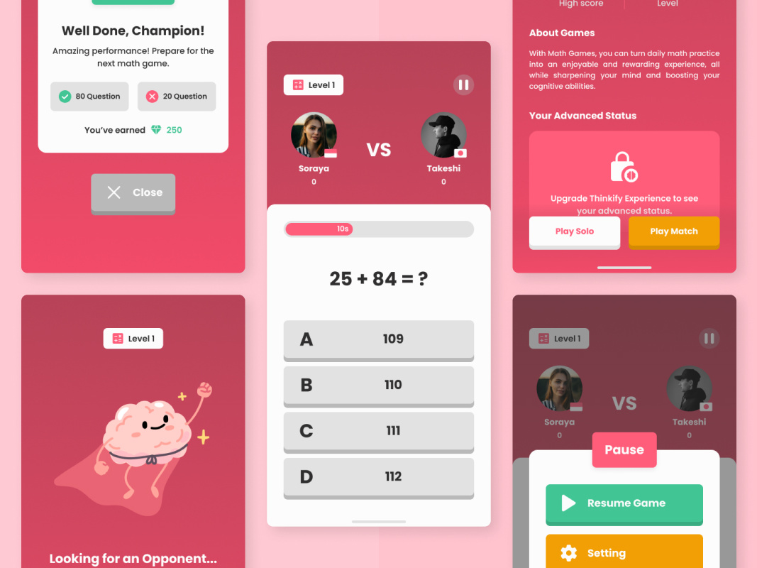 Thinkify - Brain Games Mobile App by Twin Studio Design on Dribbble