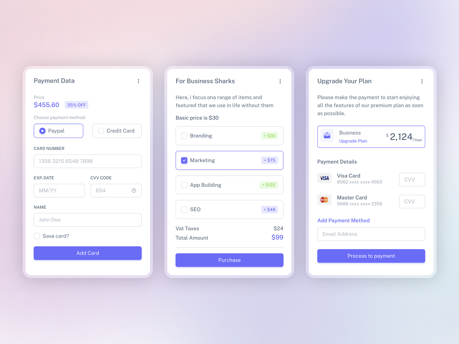 Payment Widgets by Anand Patel on Dribbble
