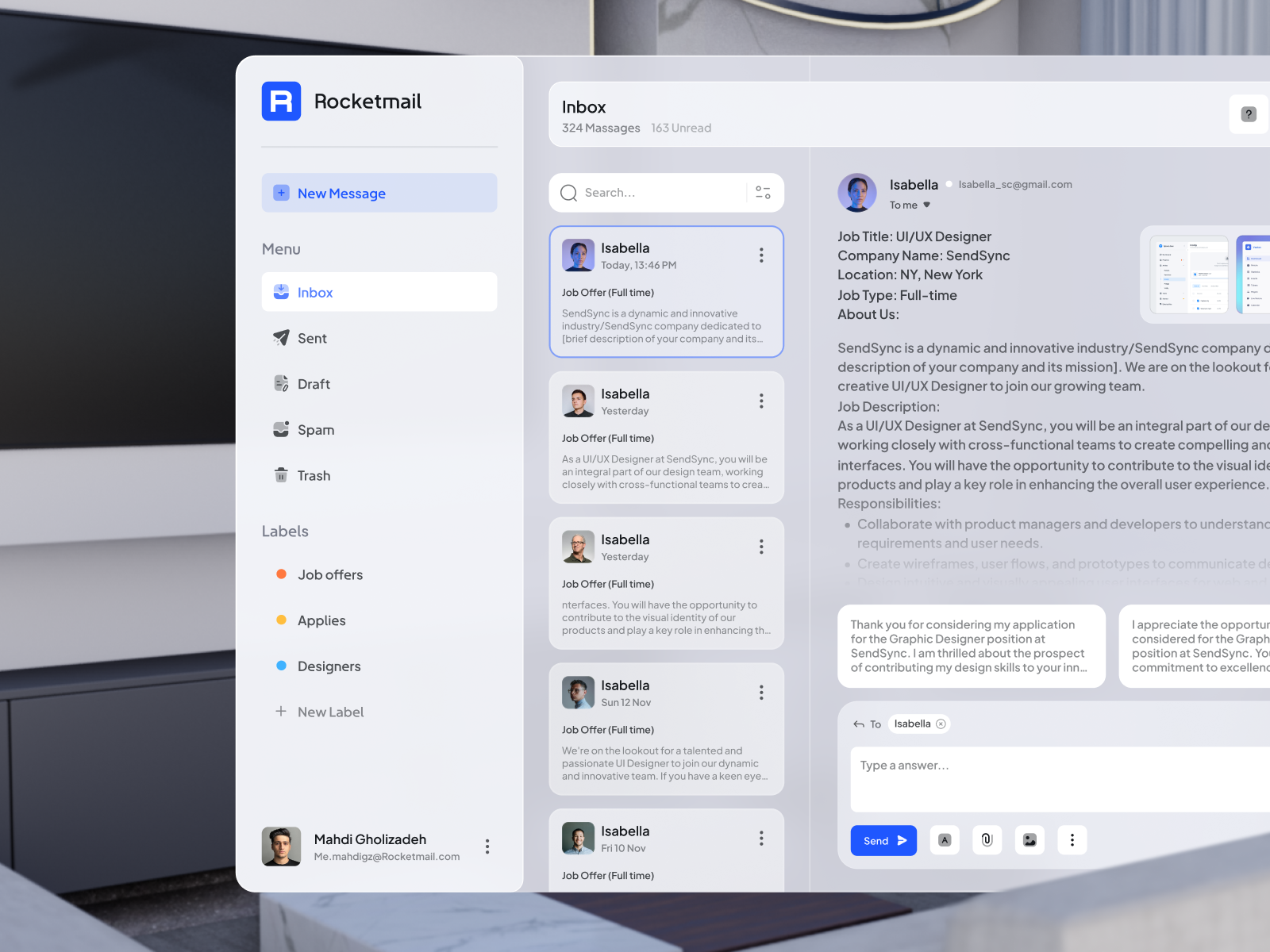 Rocketmail :: AR Dashboard by Mahdi GZH on Dribbble