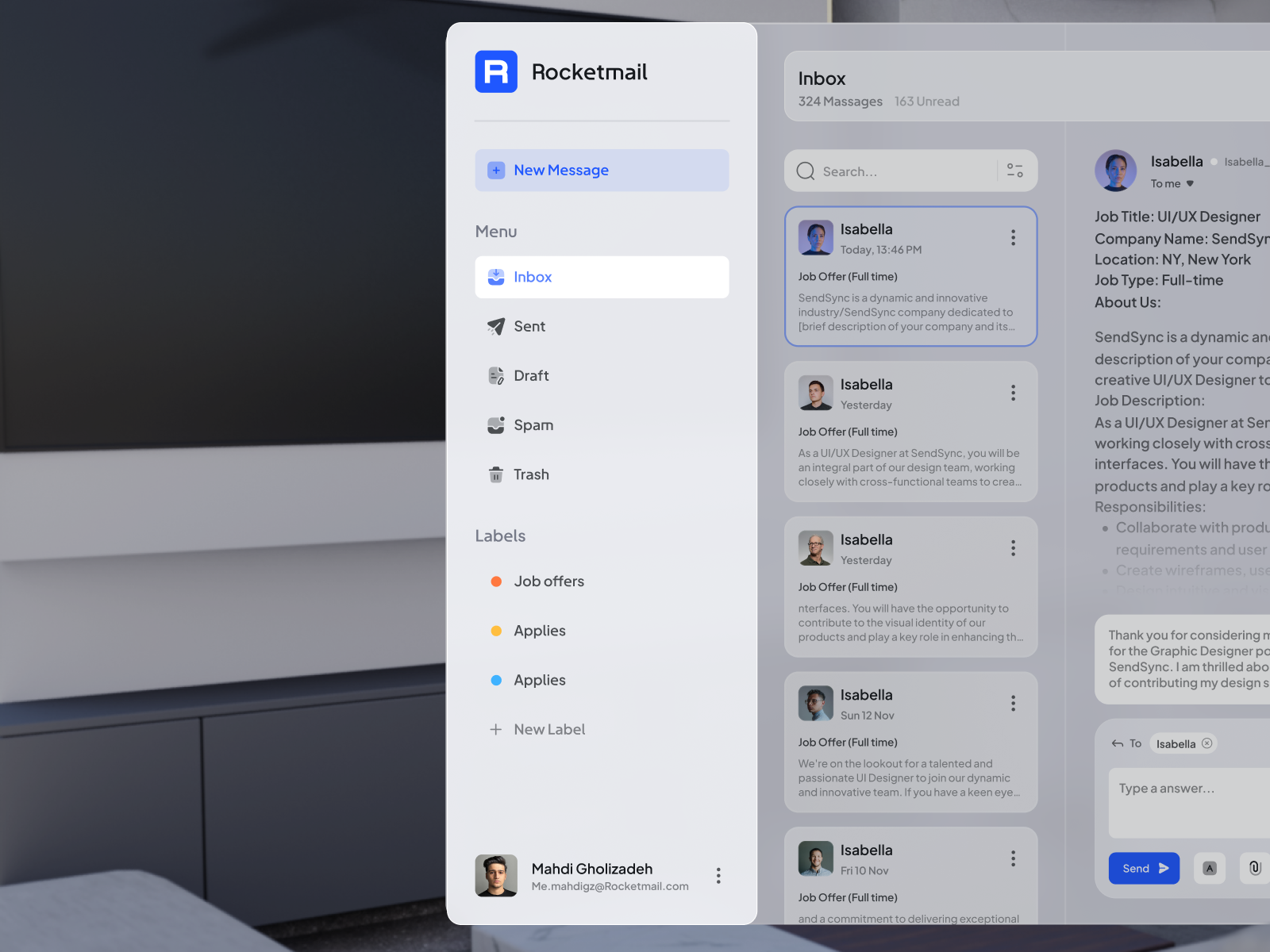 Rocketmail :: AR Dashboard by Mahdi Gholizadeh on Dribbble