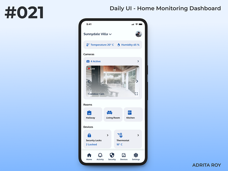Daily UI 021 - Home Monitoring Dashboard by Adrita Roy on Dribbble