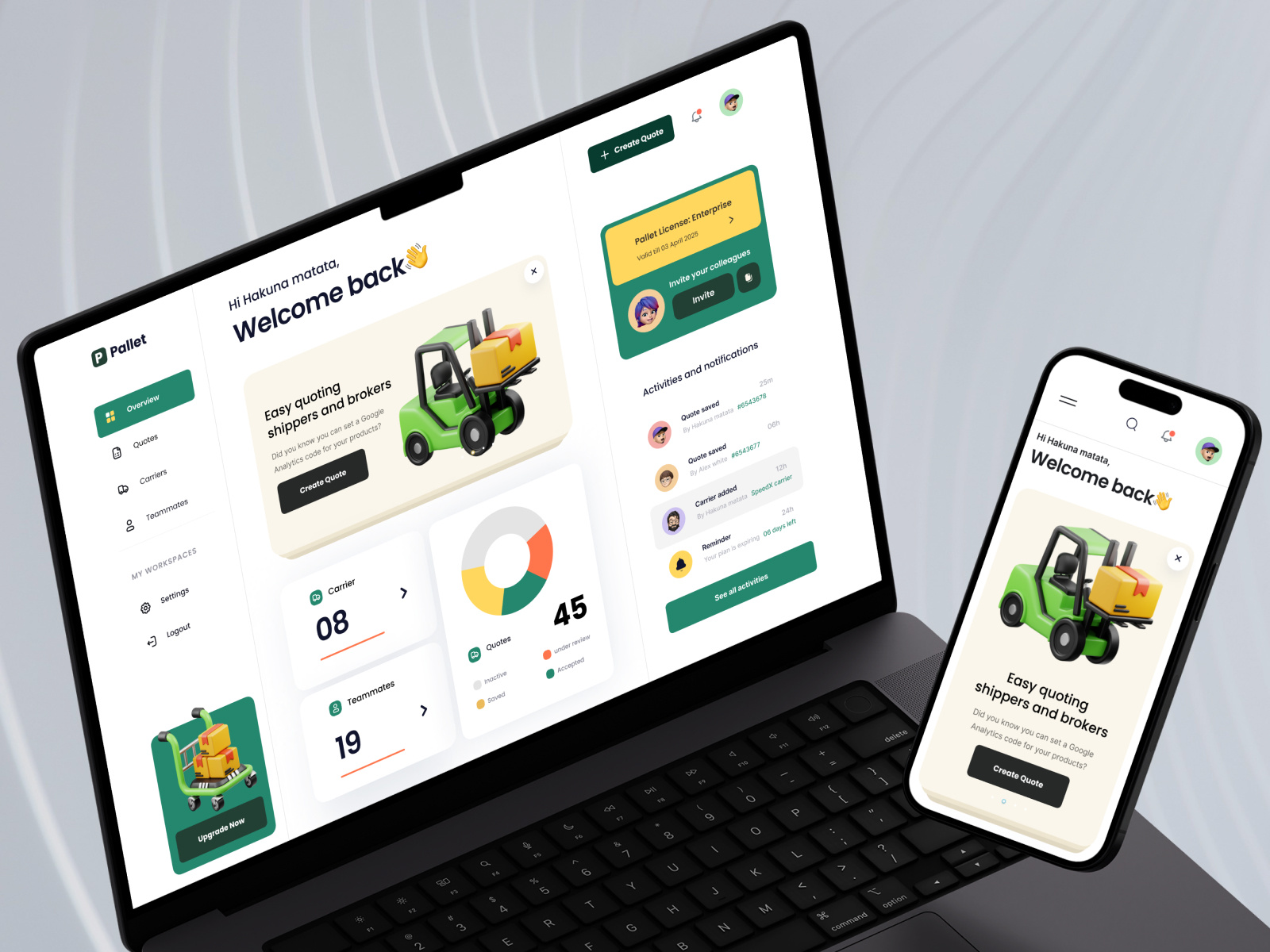 Responsive Dashboard UI for Pallet by Saloneel (The duo designers) on ...