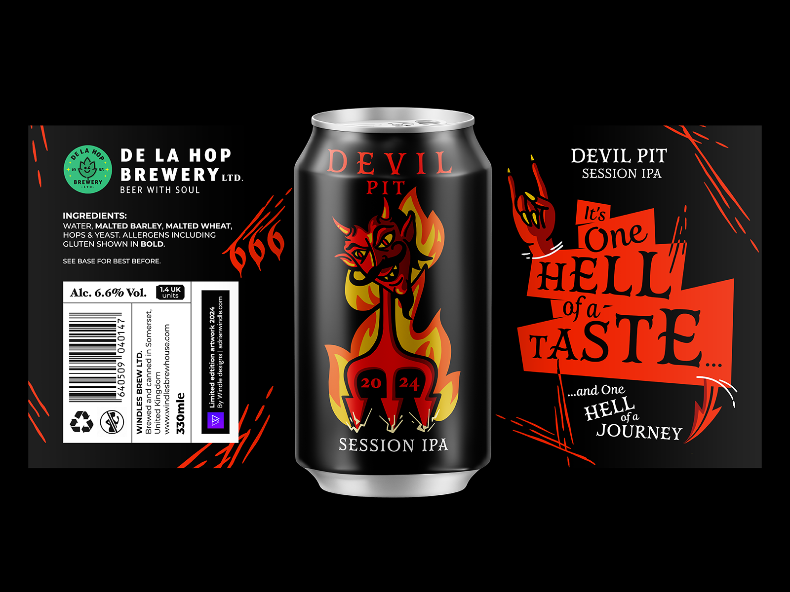 Devil Pit Session IPA label design by Adrian Windle on Dribbble