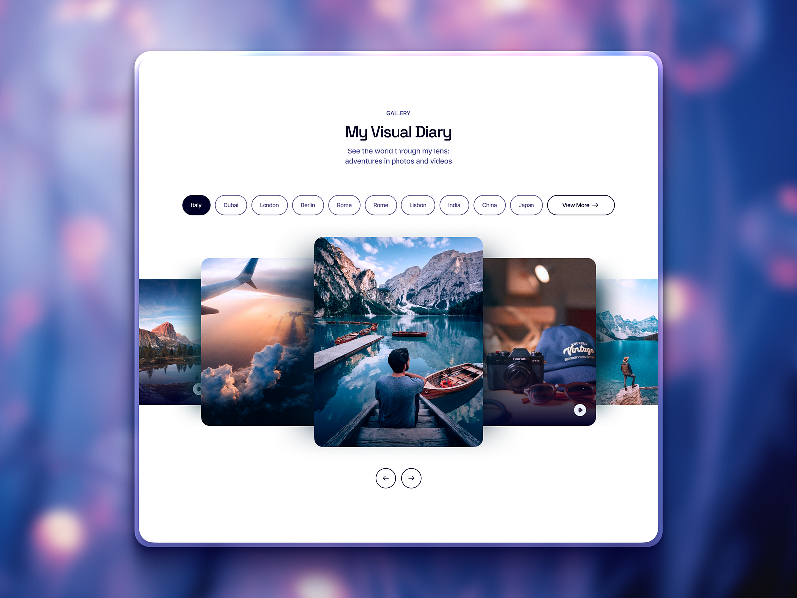 Gallery section from Mega Travel Influencer portfolio site by Chirag ...