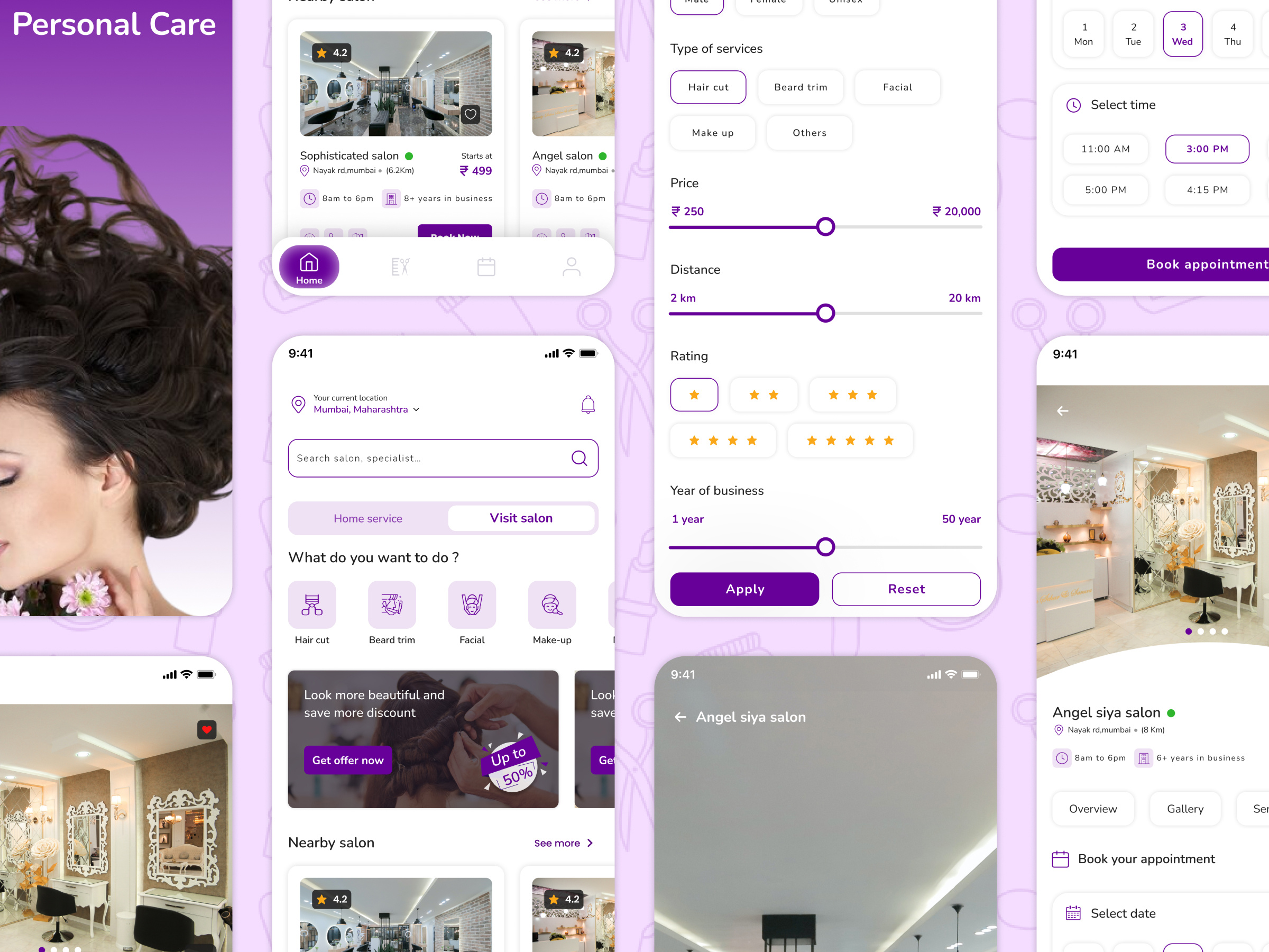 Salon Mobile App Design – A Stunning Salon App Experience by Anglara ...