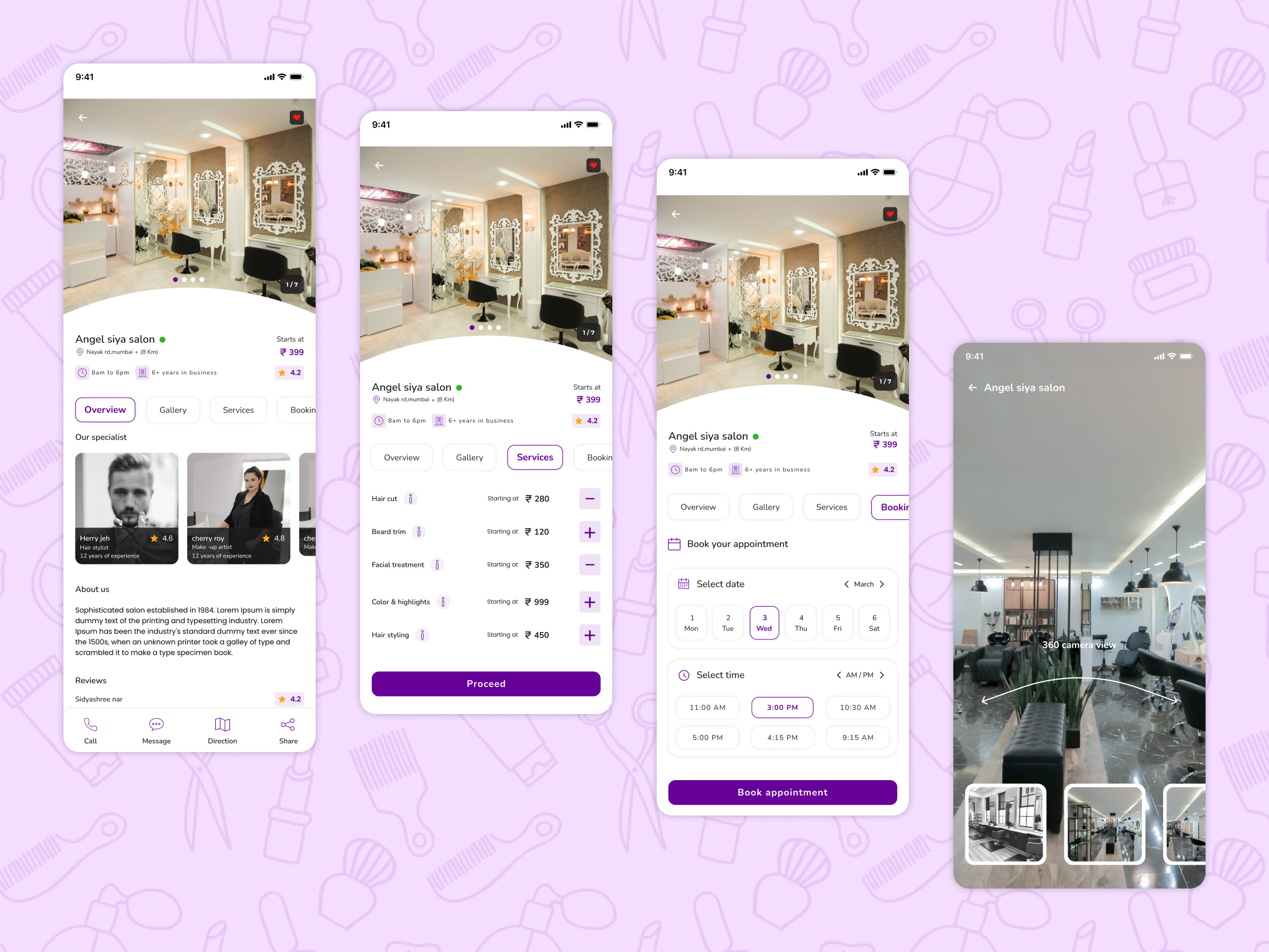 Salon Mobile App Design – A Stunning Salon App Experience by Anglara ...