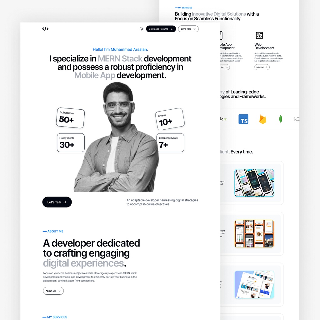 Personal Portfolio Website by Muhammad Taha on Dribbble