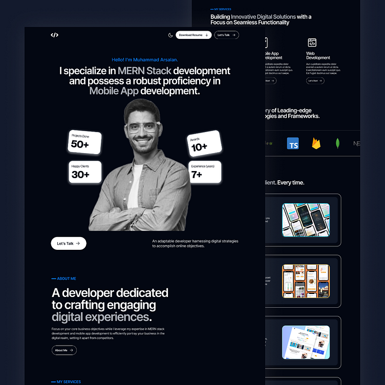 Personal Portfolio Website by Muhammad Taha on Dribbble