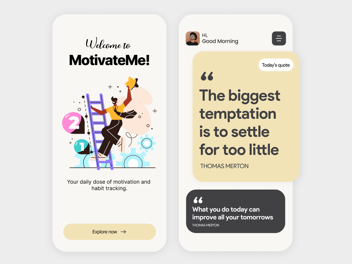 Motivation App Design by Muhammad Taha on Dribbble
