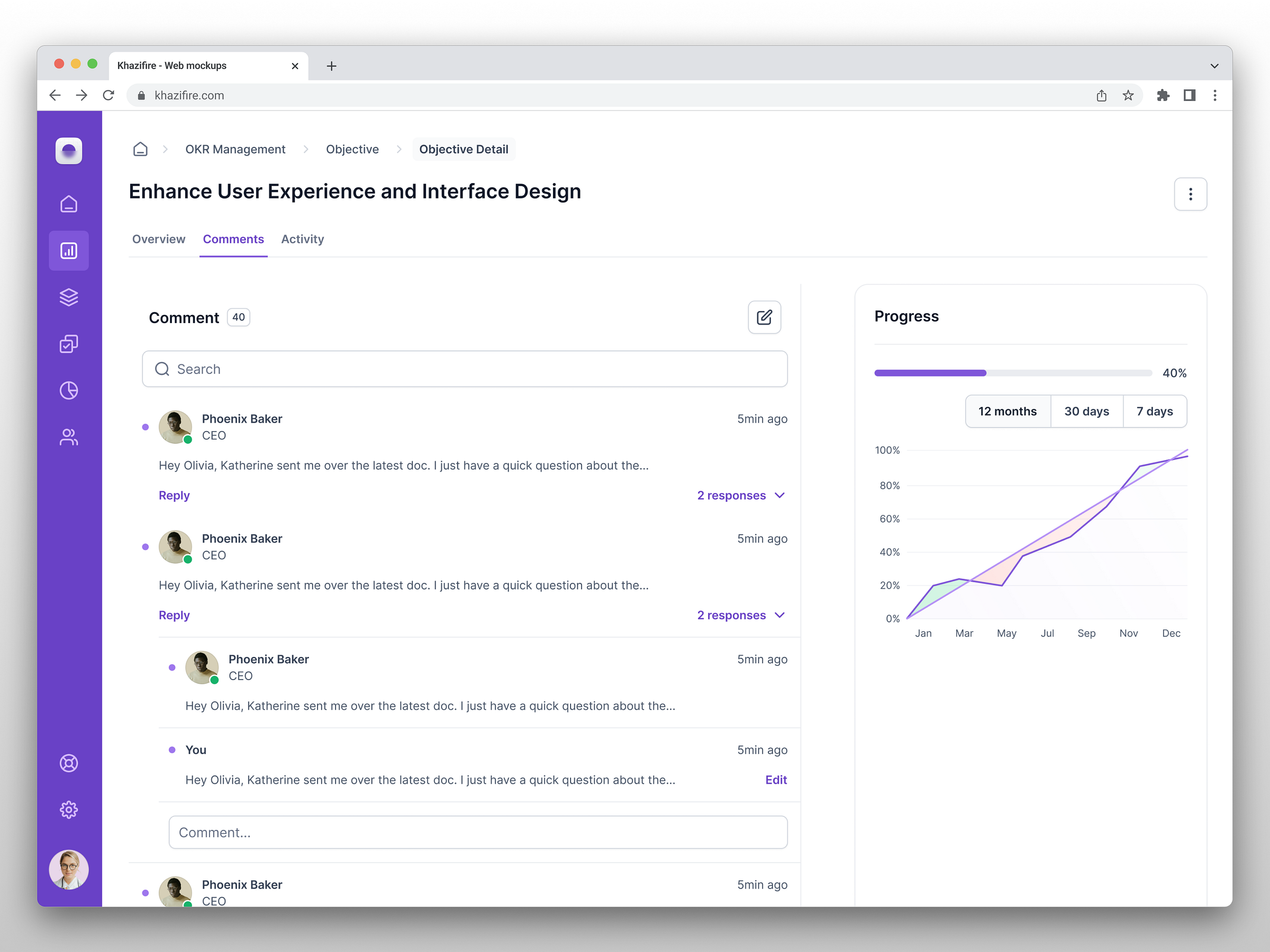 Comment and Reply UI - OKR Management by Suresh on Dribbble