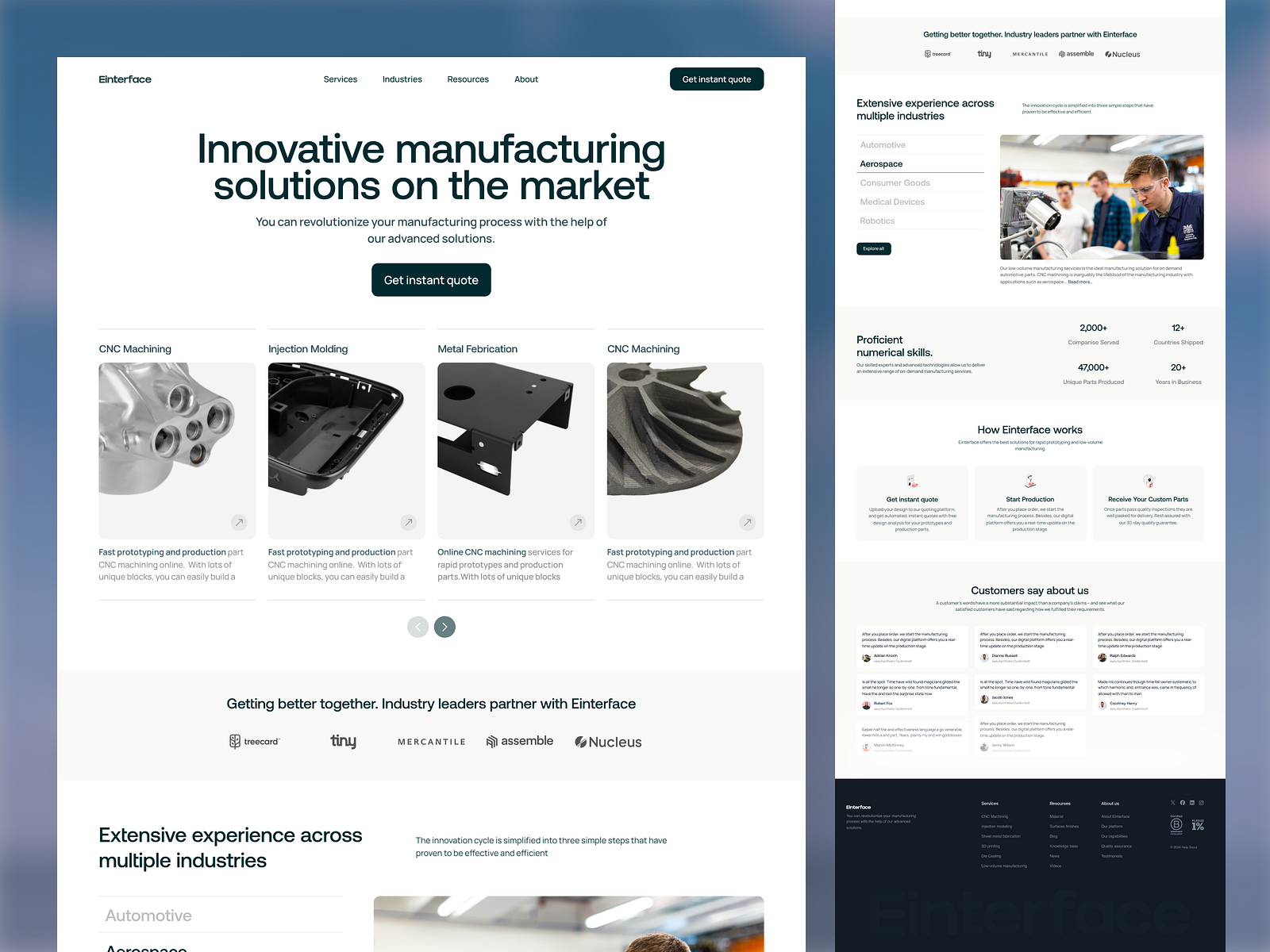 Manufacturing landing page by Elegant Interface on Dribbble