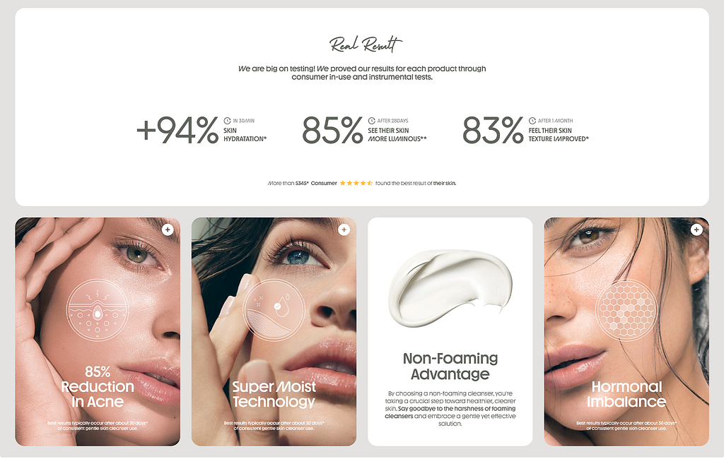 Product page structure for a Cosmetic Brand by aBox Agency on Dribbble